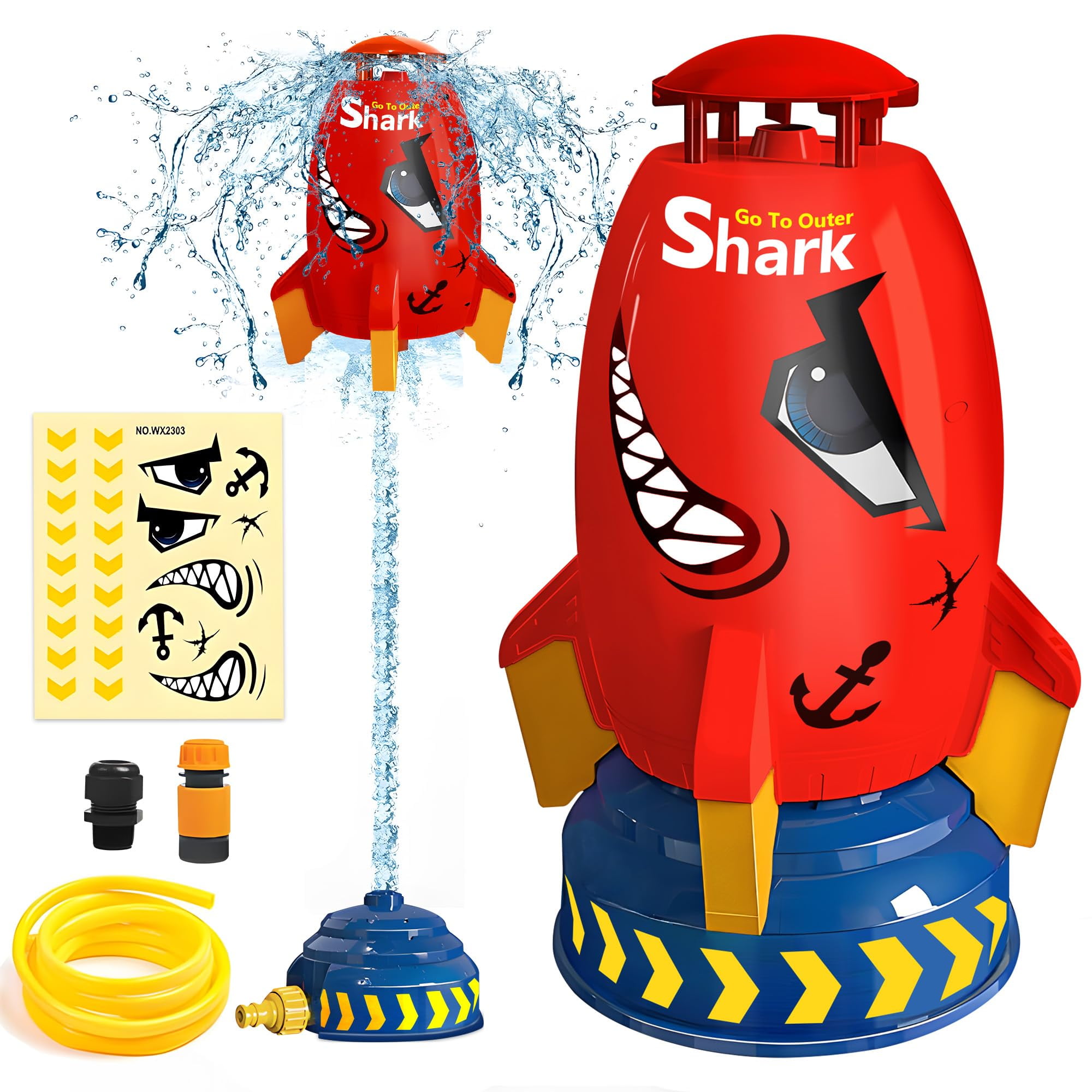 Water Powered Rocket Sprinkler for Kids, Outdoor Yard Sprinkler 360 ...