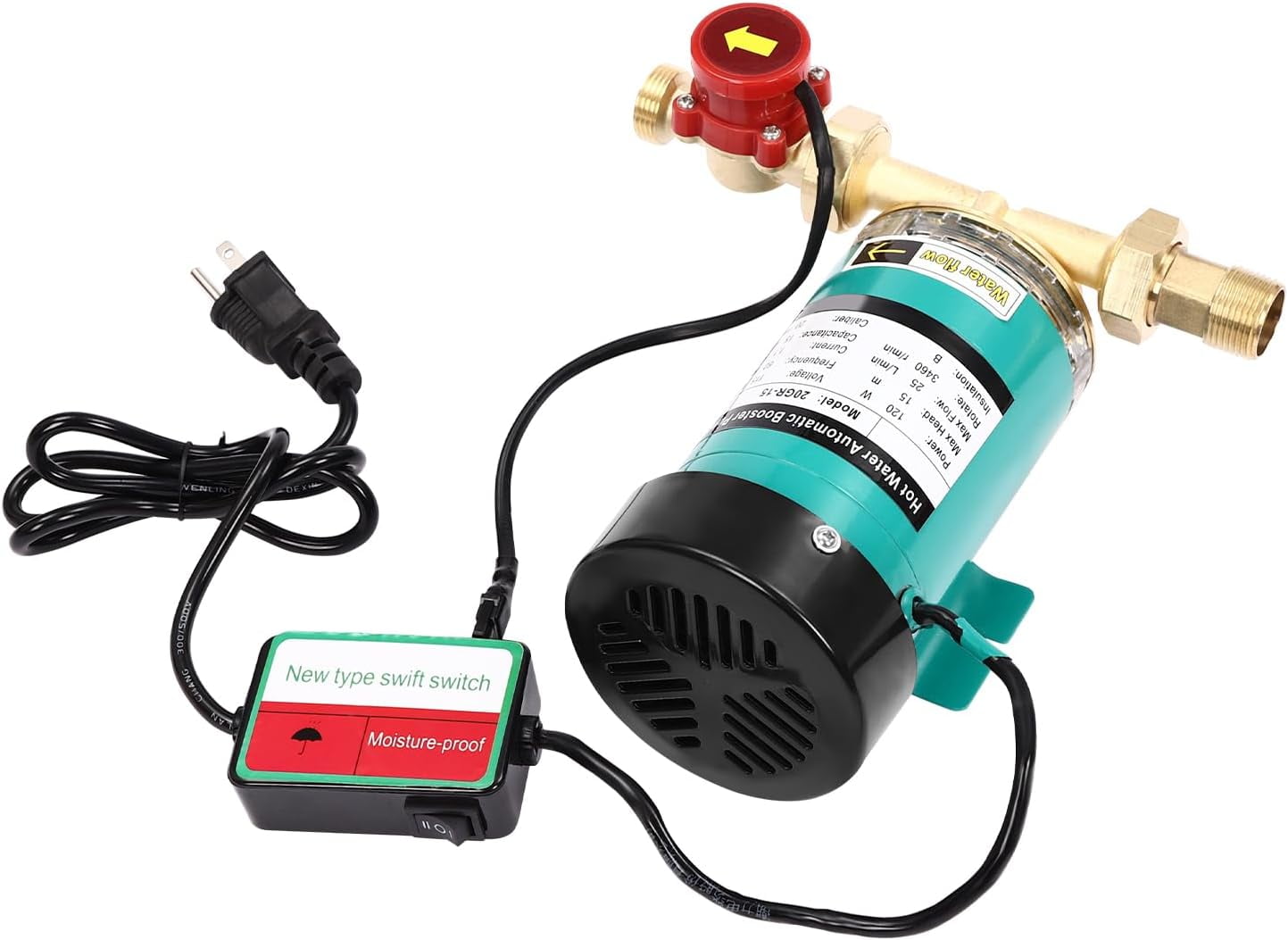 Water Pressure Booster Pump, 120W, 396GPH, 21.7PSI Automatic Household ...