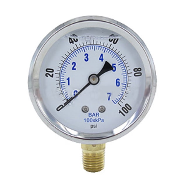 Water Pressure Gauge 100 PSI, 1/4" MPT, 2.5" Plastic Dial, Lower Mount ...