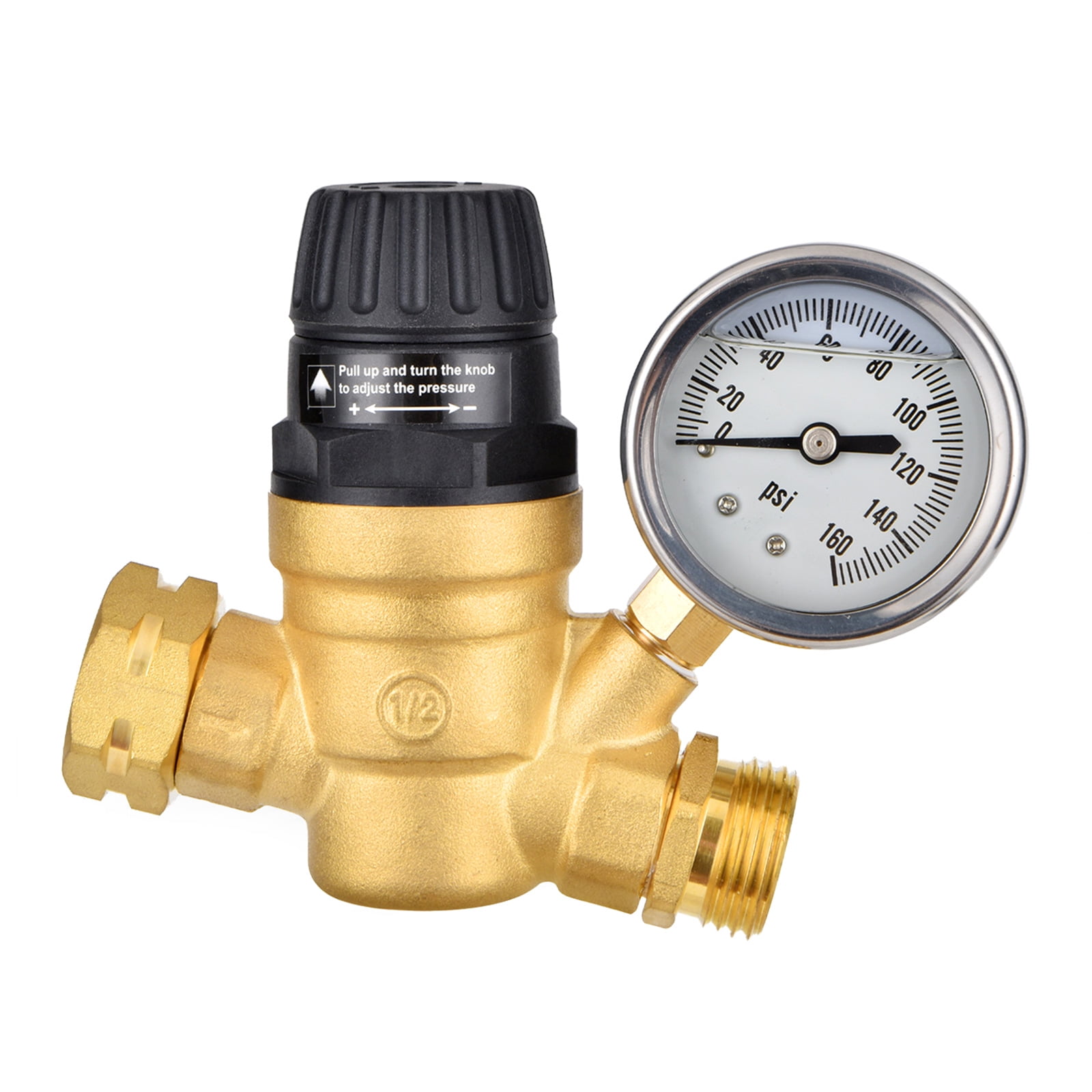 Water Pressure Reducer Water Pressure Regulator with Gauge 160PSI ...