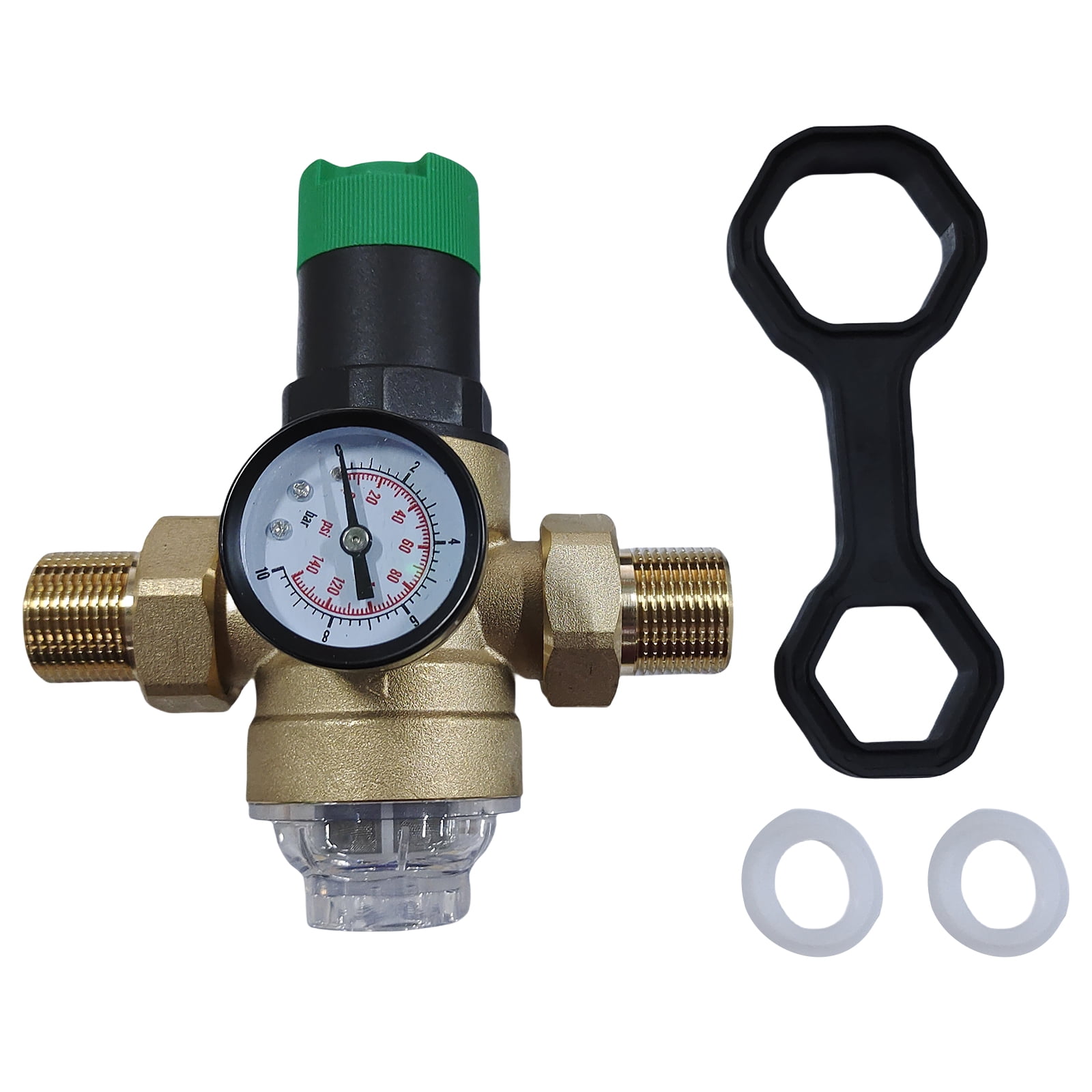Water Pressure Regulator with Water Pressure Gauge and Meshes Filter ...