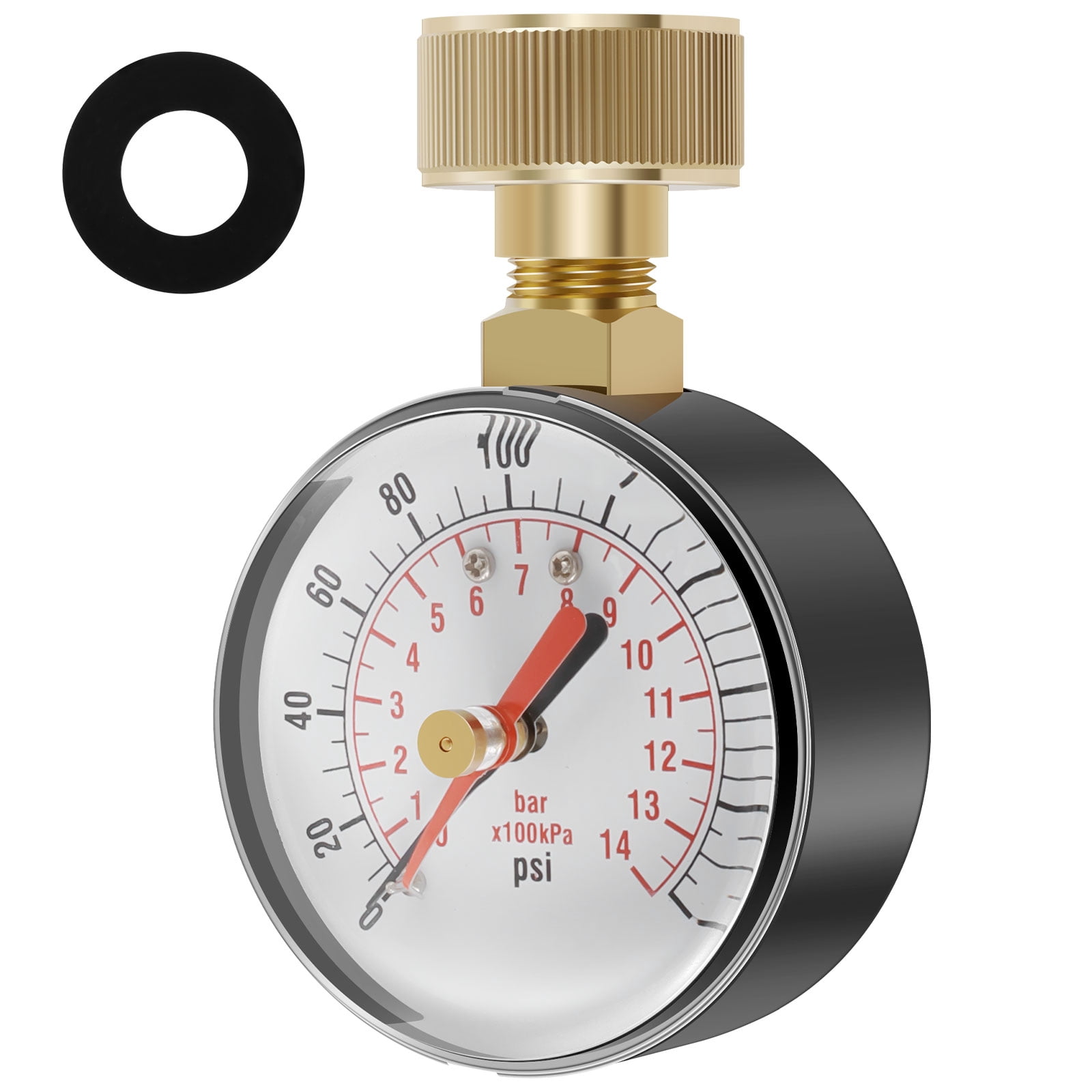Water Pressure Test Gauge TS-60-200PSI Metal Pressure Gauge Sturdy ...