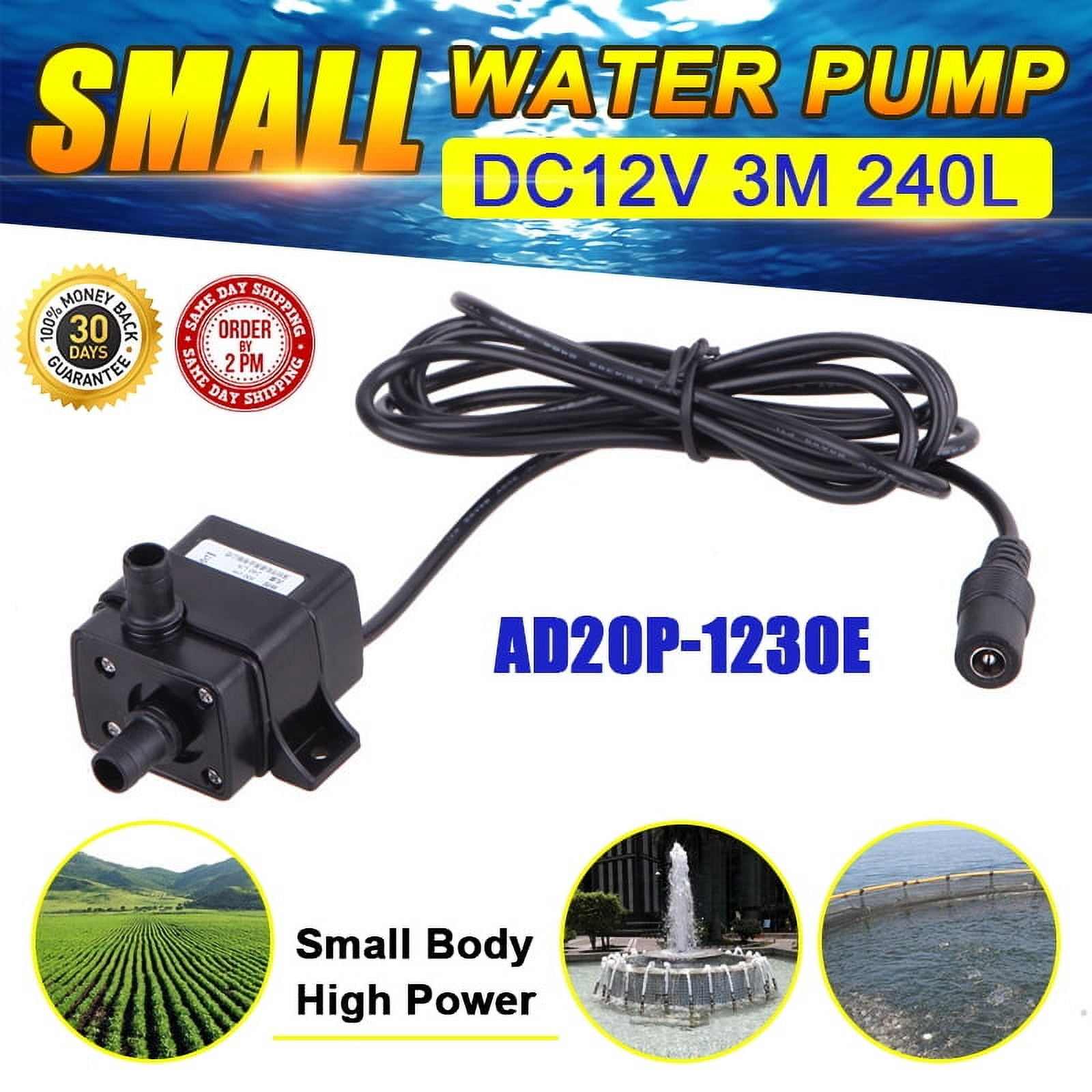 Water Pump 12V 3M 240L/H Ultra Quiet Brushless Motor Submersible Pool ...