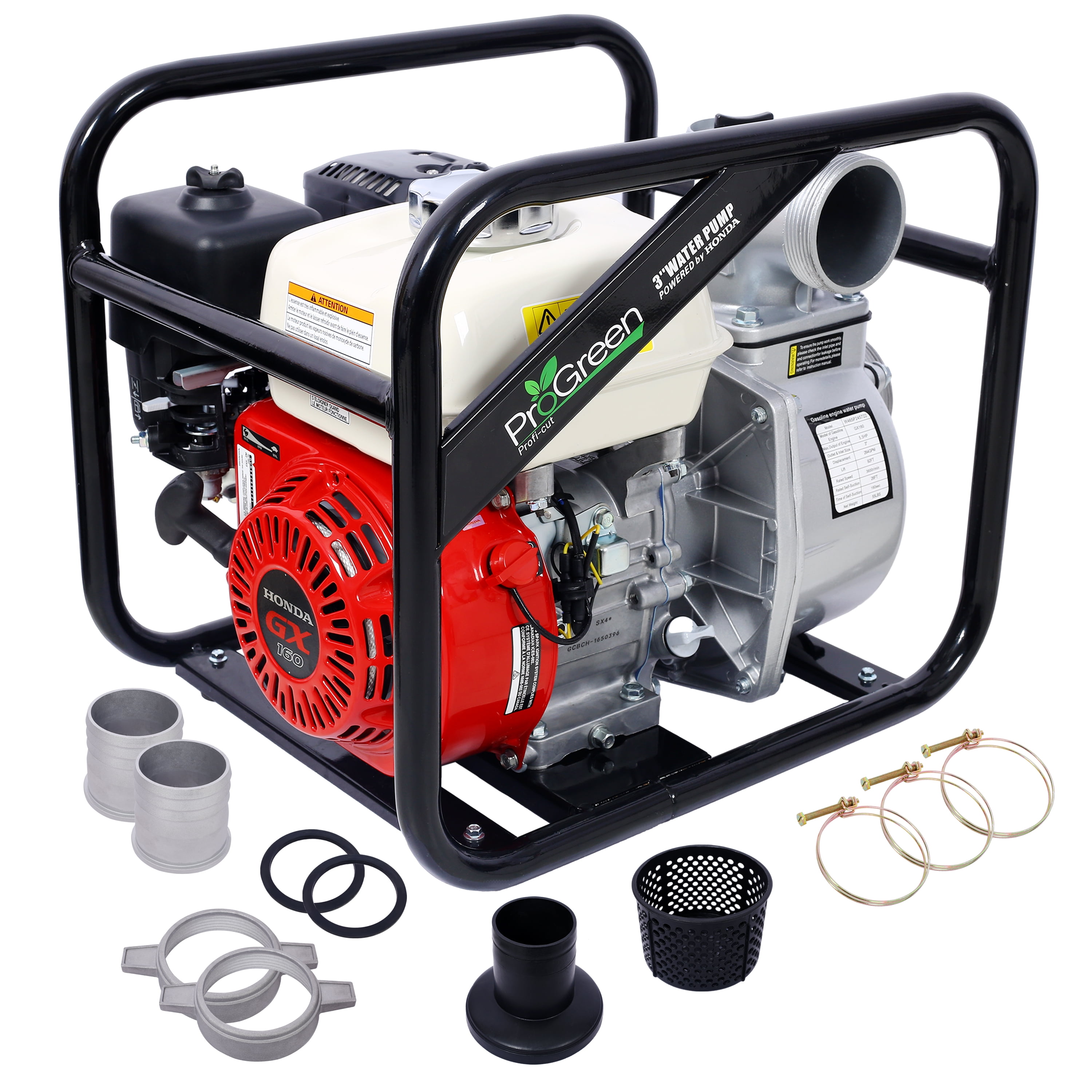 Water Pump 3" 264Gpm ,163cc Honda GX160 Engine, 3IN NPT COUPLER ...