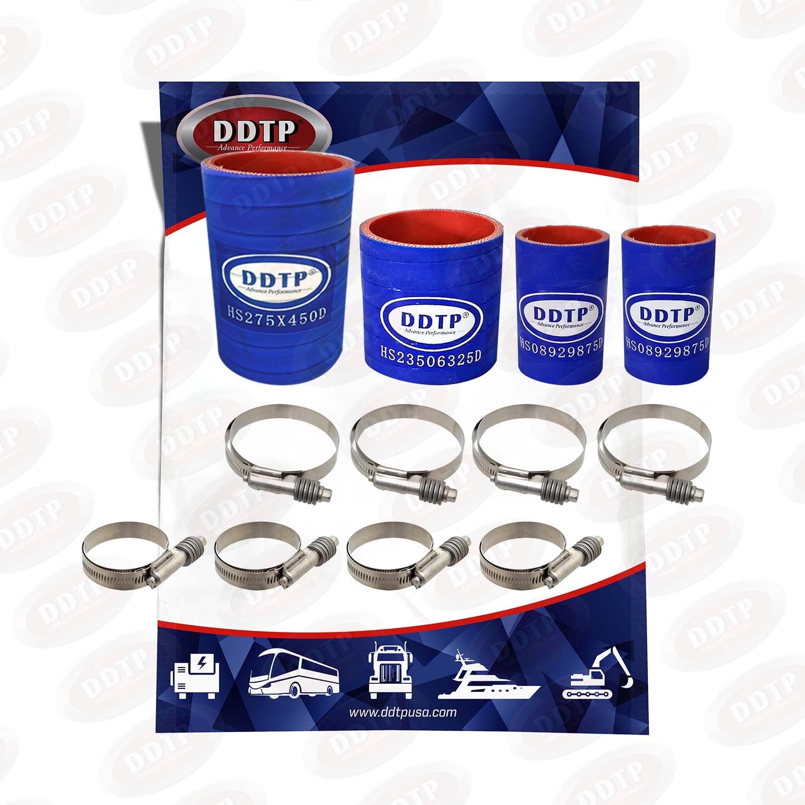 Water Pump Hoses and Clamps Kit for Detroit Diesel S60 12.7L & 14L (2 ...