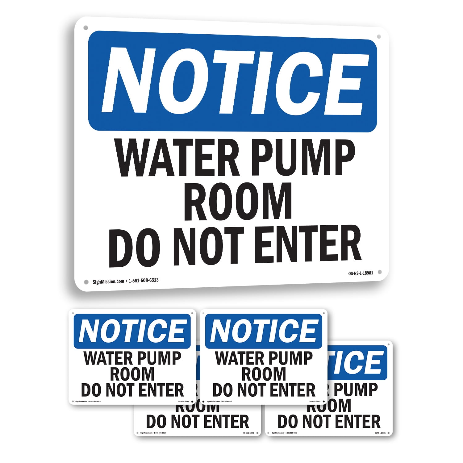 Water Pump Room Do Not Enter OSHA Notice Rigid Plastic Sign 10 Inch x 7 ...