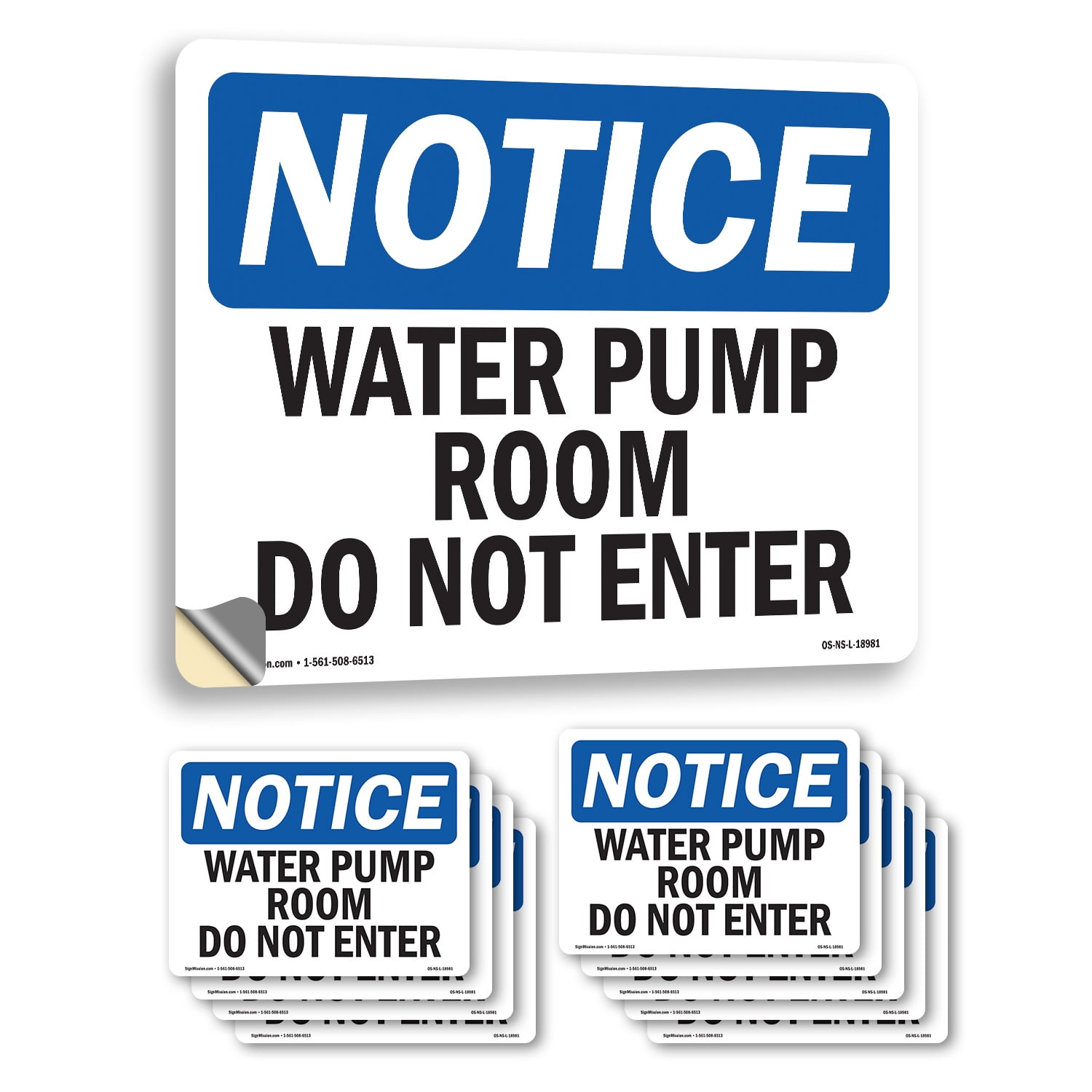 Water Pump Room Do Not Enter OSHA Notice Vinyl Decal Label 10 Inch x 7 ...