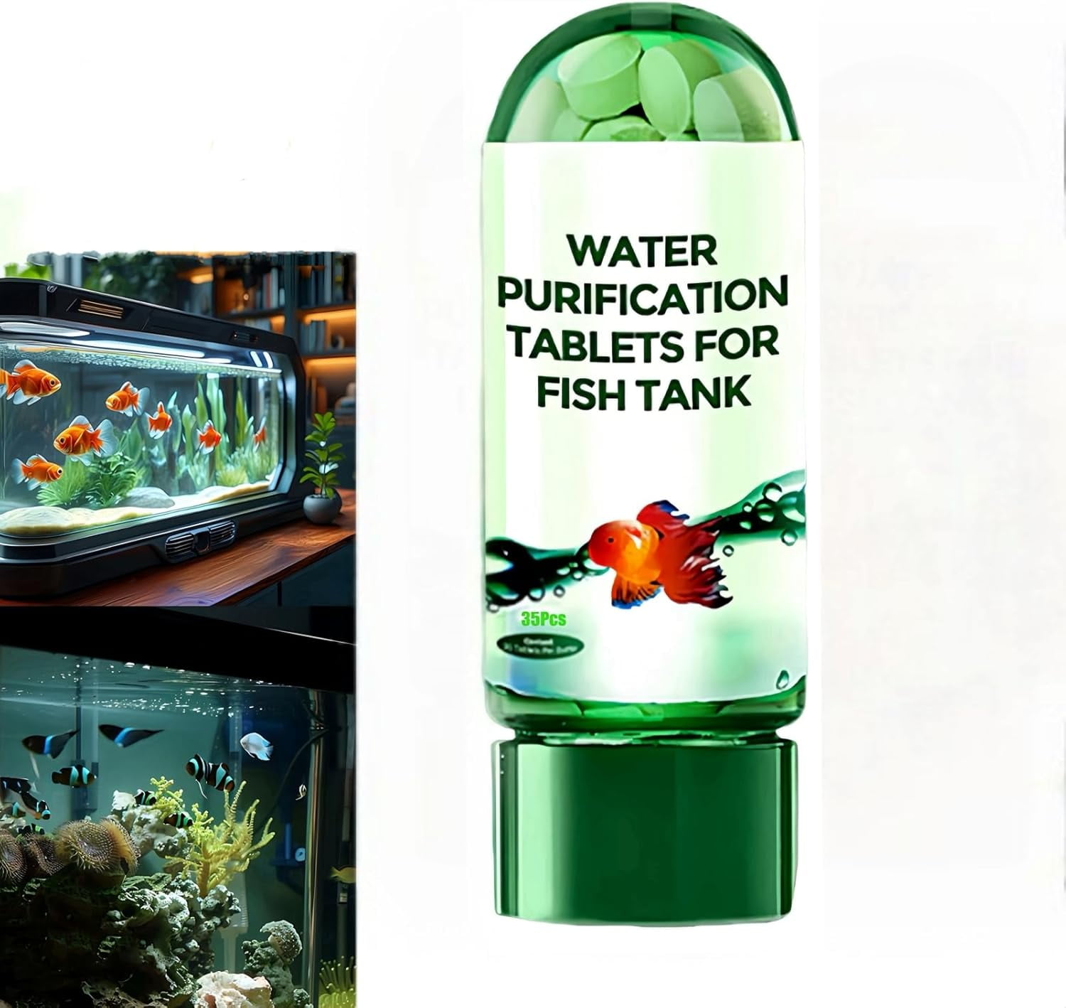 Water Purification Tablets for Fish Tank, 35/70/105/175/245PC Powerful ...