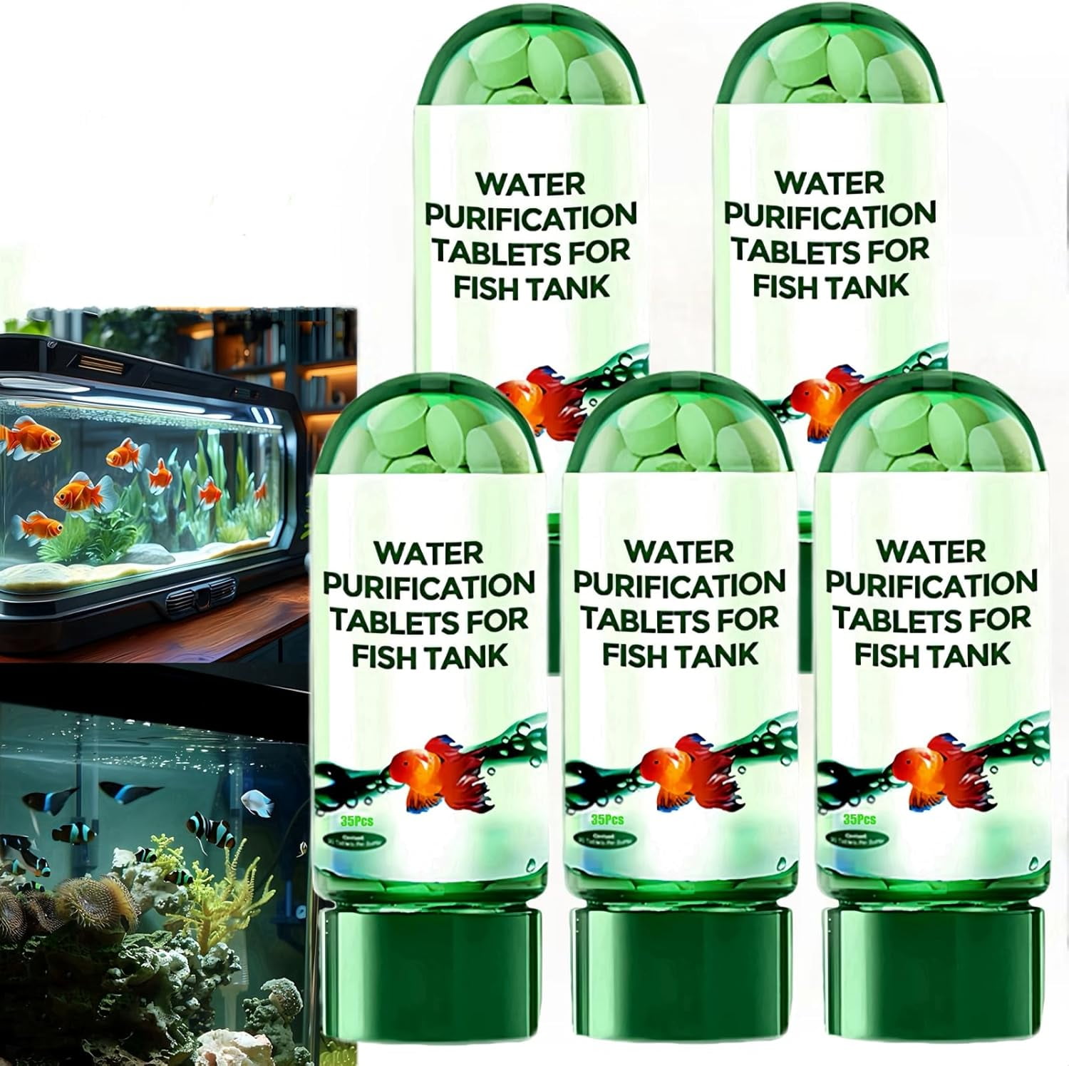Water Purification Tablets for Fish Tank, 35/70/105/175/245PC Powerful ...