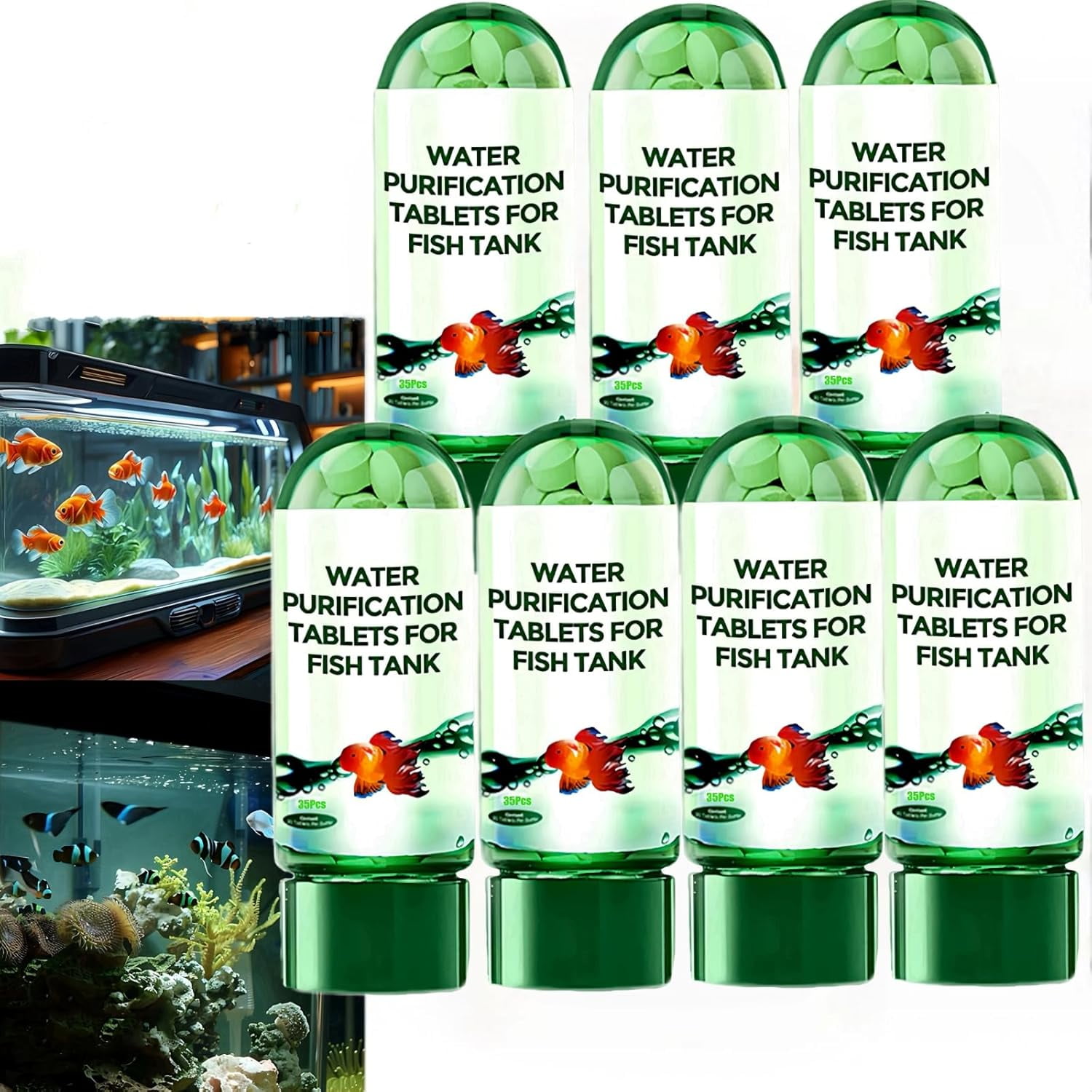 Water Purification Tablets for Fish Tank, 35/70/105/175/245PC Powerful ...
