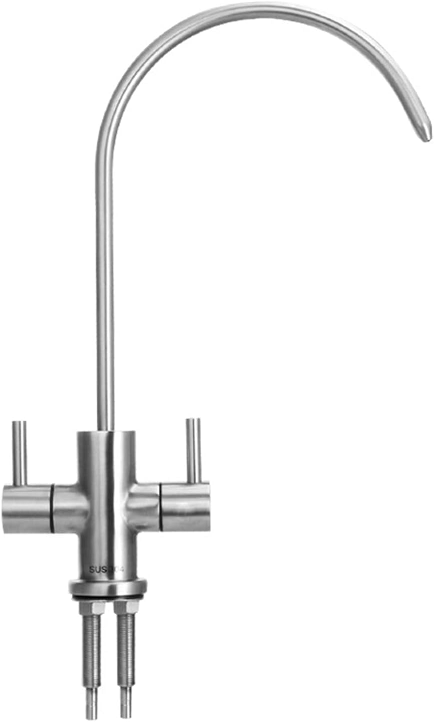 Water Purifier 2 Points Faucet, 304 Stainless Steel Big Elbow Double ...