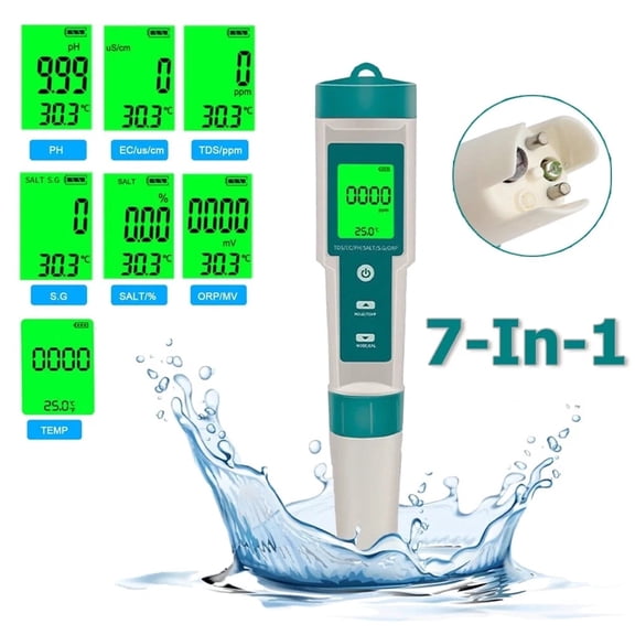 Water Quality Pen 7 In 1 PH EC TDS ORP SALT S.G TEMP Meter APP ...
