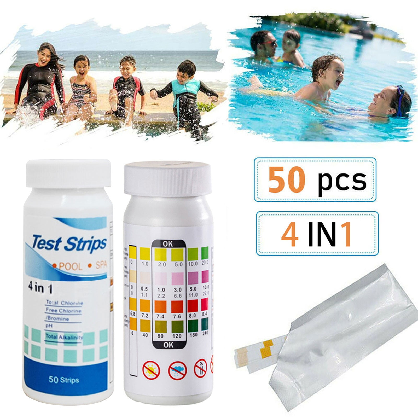 Water Quality Test Paper 50PCS for Swimming Pool, Drinking Water, and ...