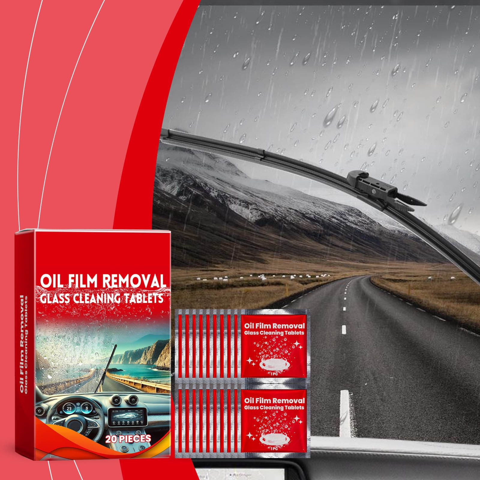Water Repellent Glass Tablets, Car Windshield Cleaner, Easy Dissolve ...