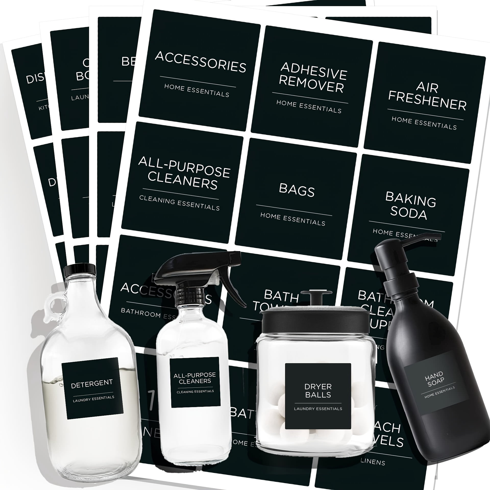 Water Resistant 144pcs Minimalist Laundry Room Labels Set - White/Black ...