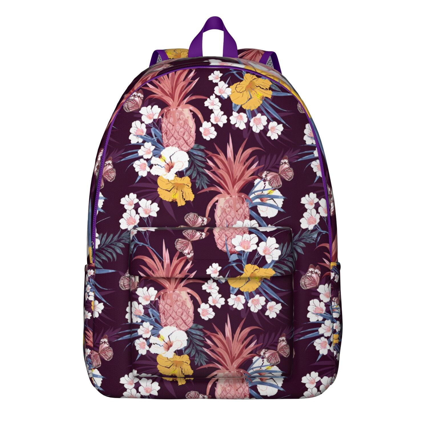 Water-Resistant Backpack with Exotic Plant and Pineapple Design, Ideal ...
