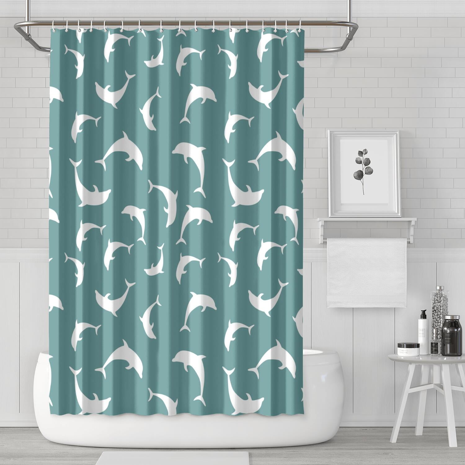 Water-Resistant Cartoon Shark Shower Curtain 72x72 Inch, Polyester ...