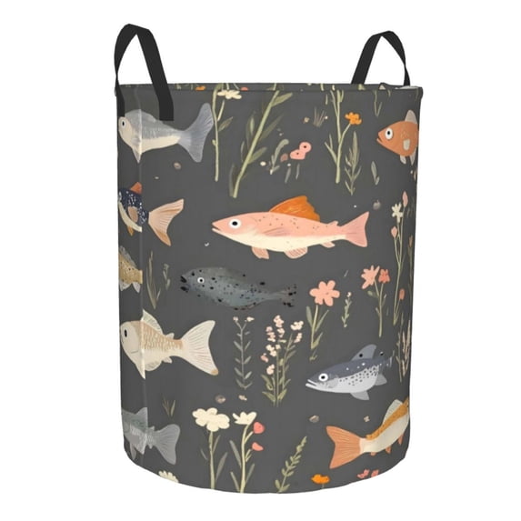 Water Resistant Circular Hamper Oxford Fabric Laundry Basket With ...