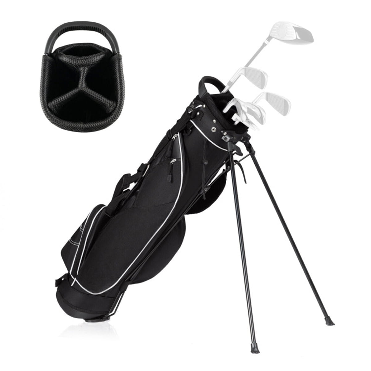 Water-Resistant Golf Stand Bag - 420D Nylon, 3-Way Dividers+7 Zipper ...
