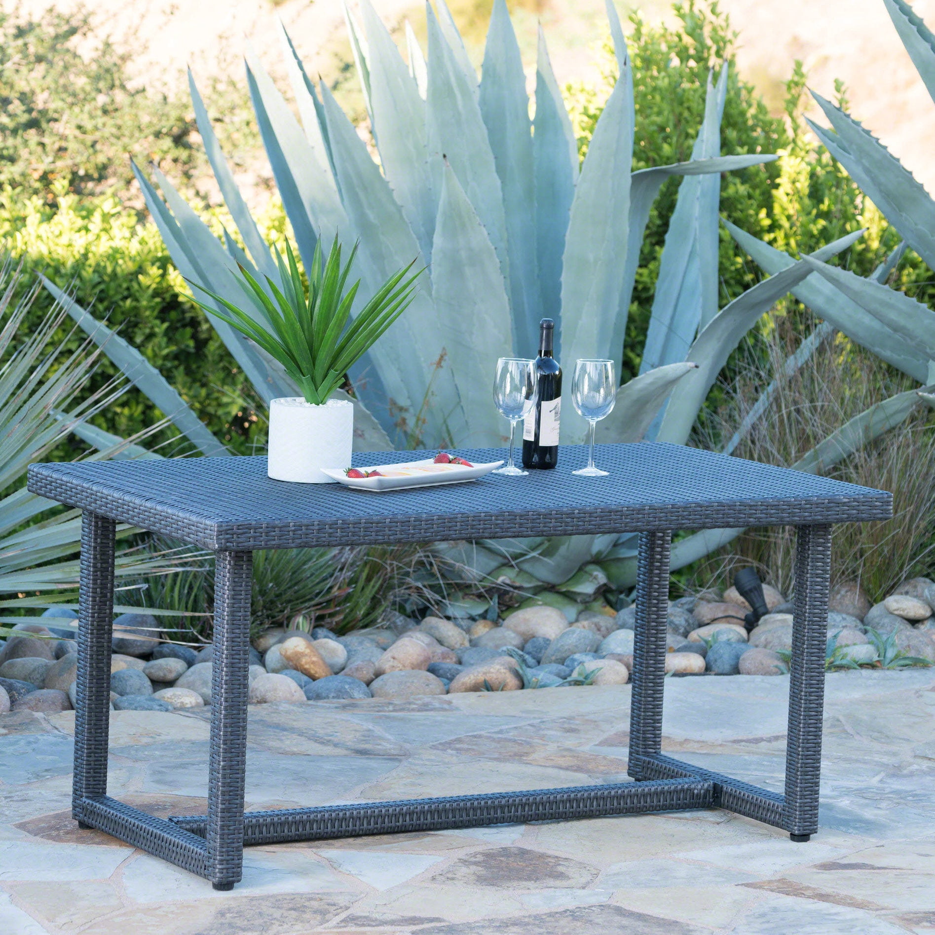 Water-Resistant Rattan Dining Table+Clean Lines Design”-“Outdoor ...