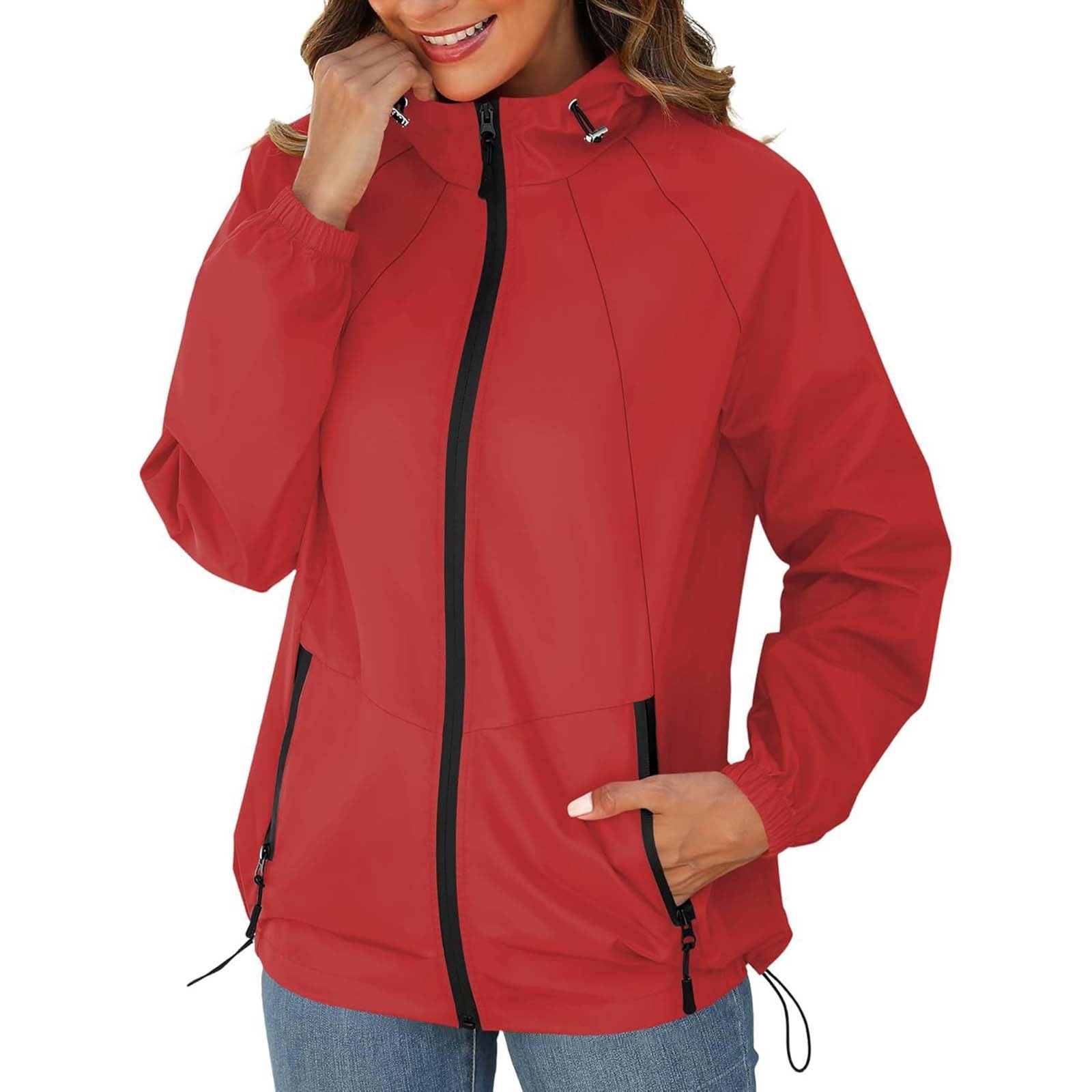 Water Resistant Windbreaker Jacket For Women Compact Hooded Raincoat ...