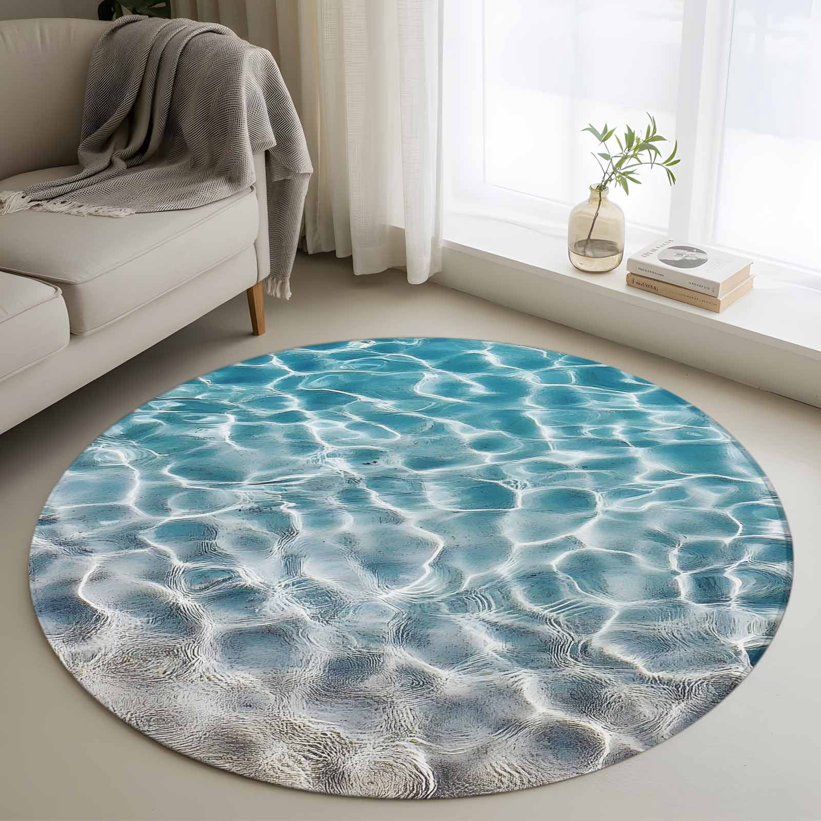 Water Ripple 3FT Round Area Rugs for Living Room Ocean Art Realistic ...