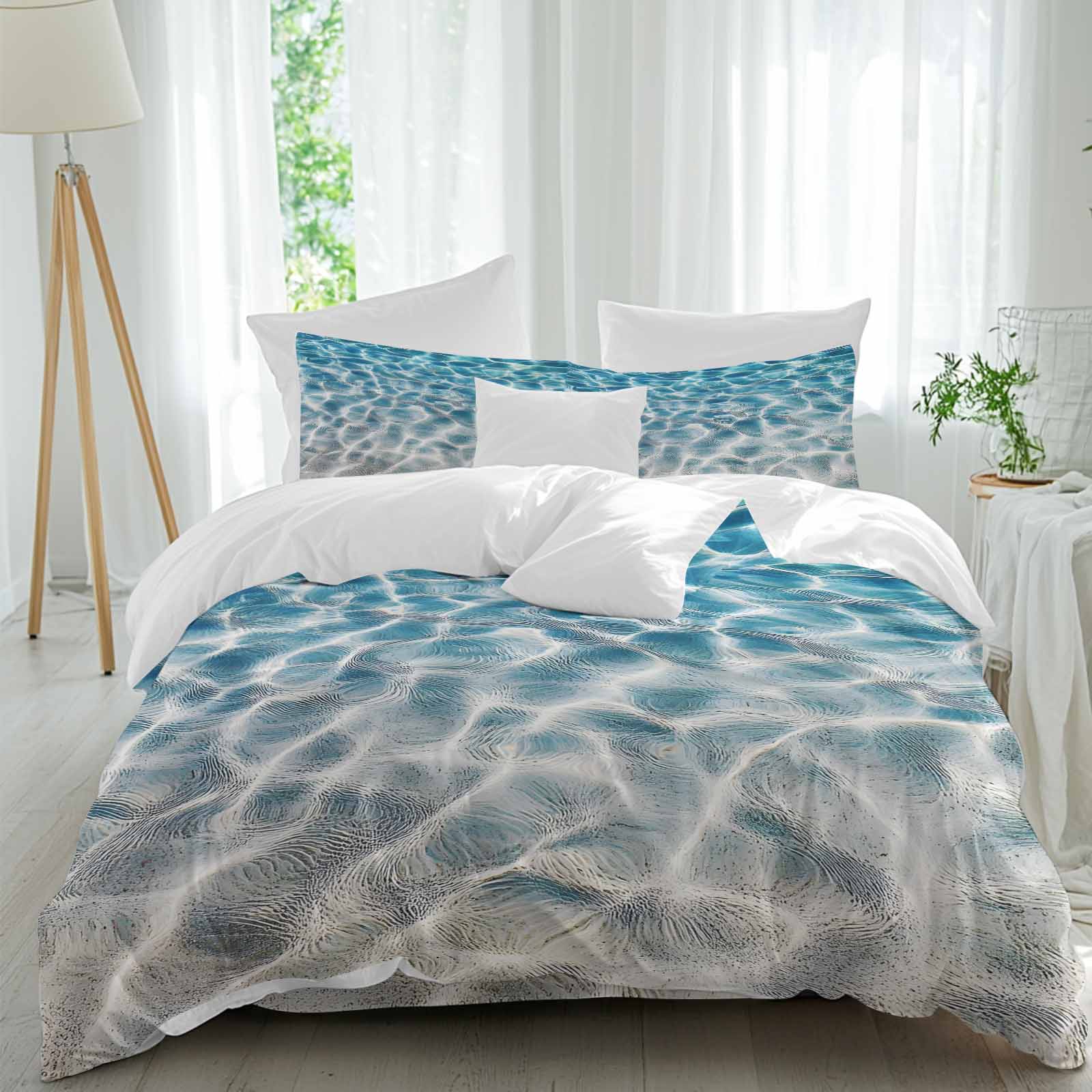 Water Ripple Duvet Cover Set Queen Size Summer Ocean Beach Sand Seabed ...