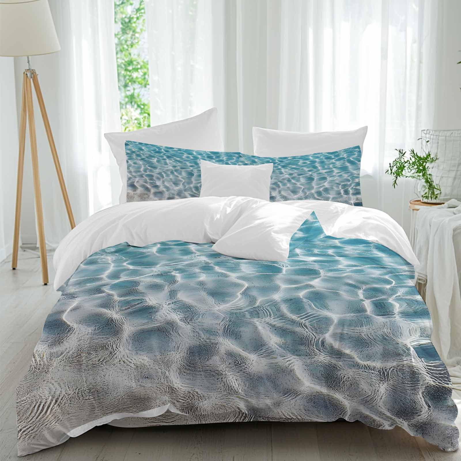 Water Ripple Duvet Cover Set Twin Size Ocean Art Realistic Sea Sand ...
