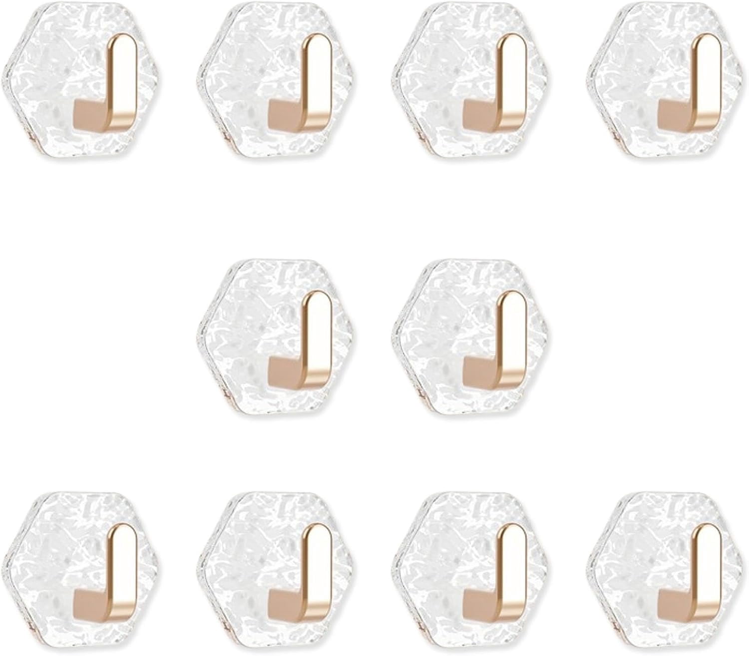 Water Ripple Hexagonal Self Adhesive Hooks, 10pc Waterproof Transparent ...
