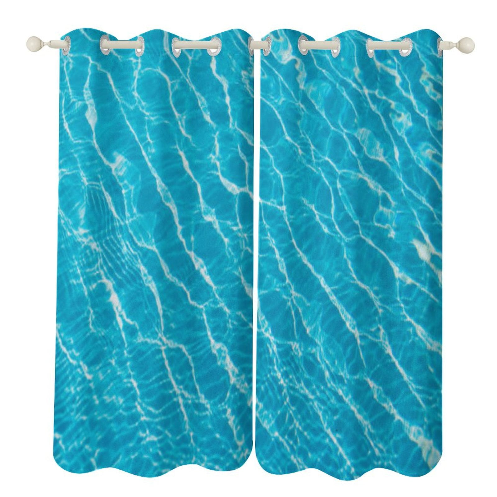 Water Ripple Light Blue 2 Panels 3D Printing Pattern Curtain for ...
