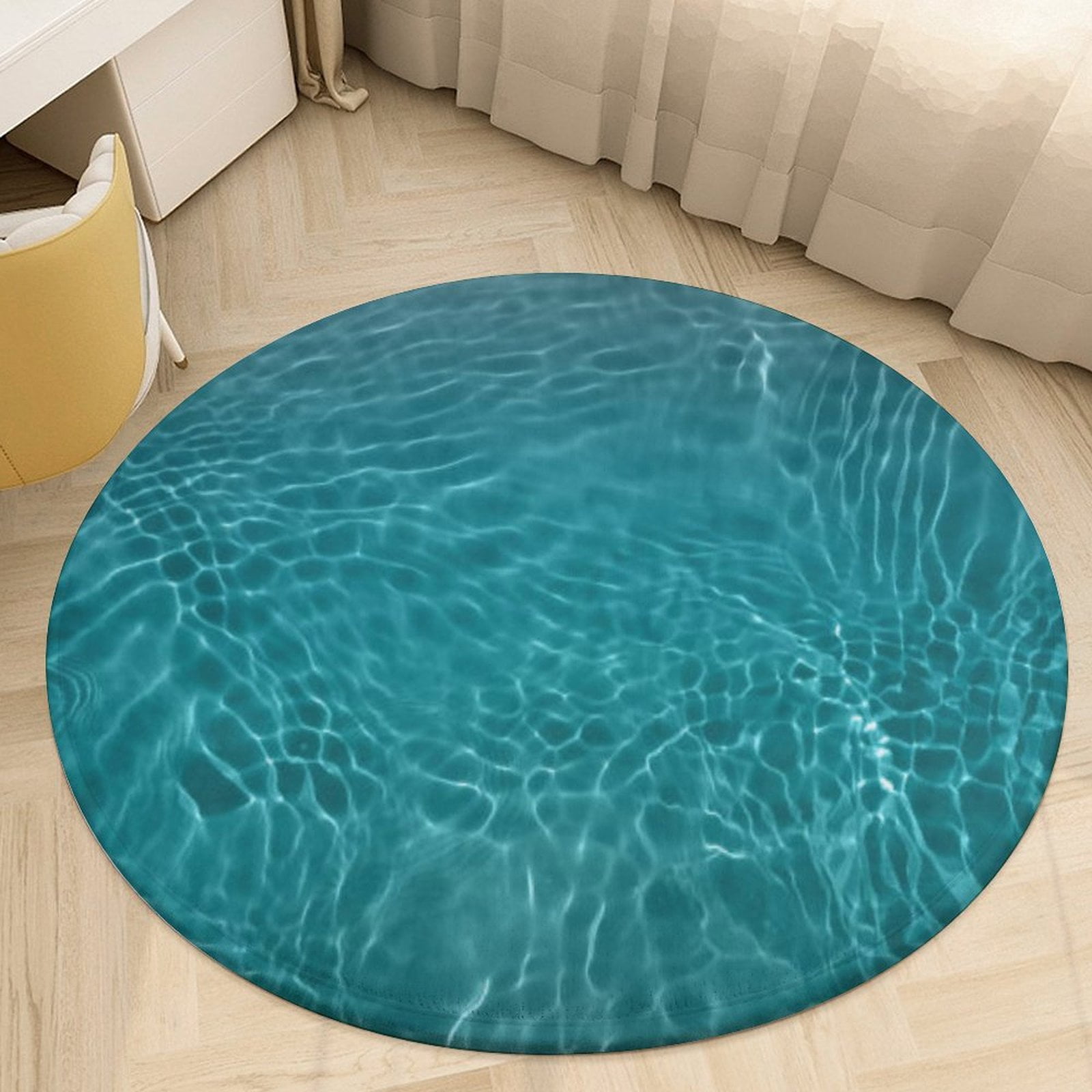 Water Ripple Light Blue Round Area Rugs for Bedroom Living Room, 6FT ...