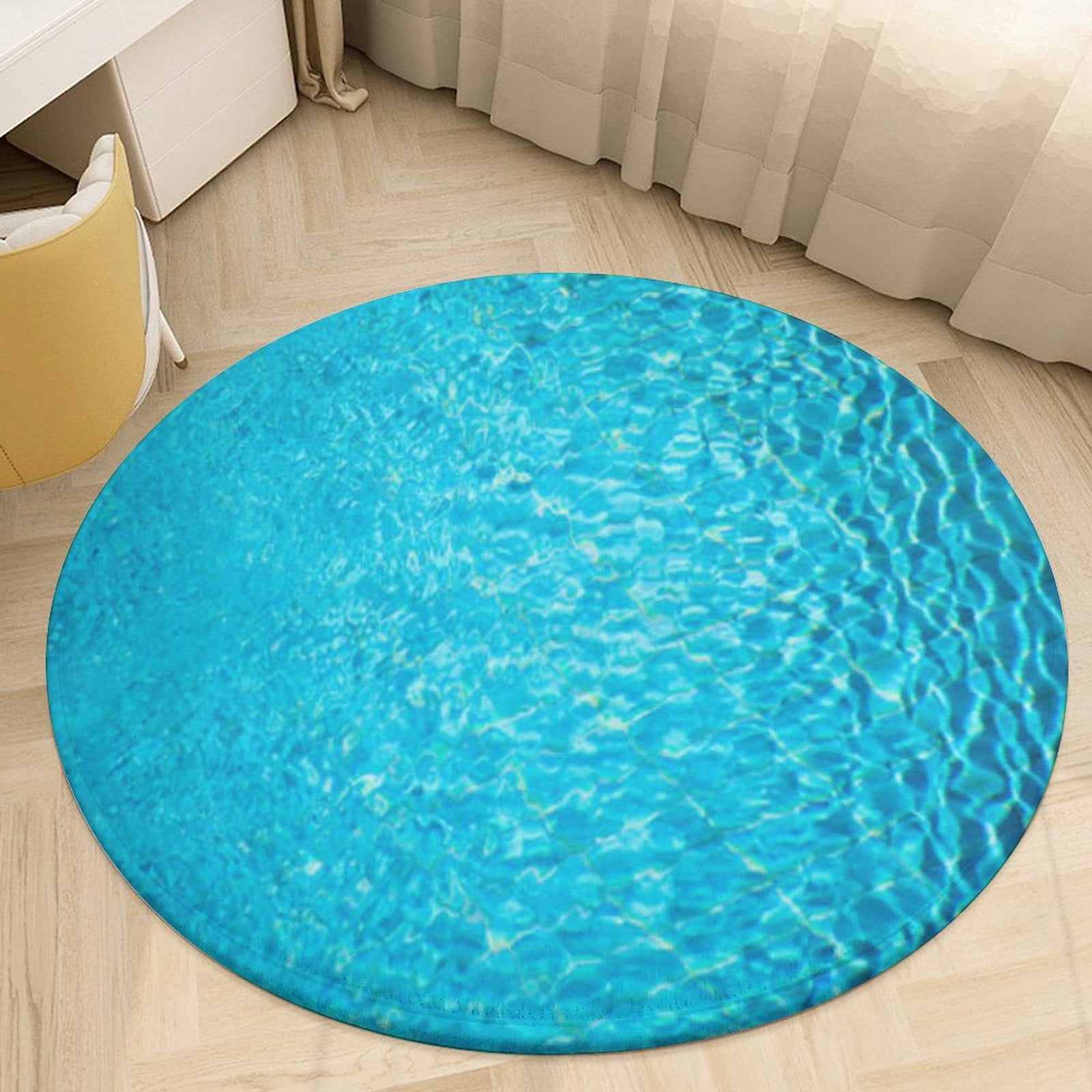 Water Ripple Light Blue Round Area Rugs for Bedroom Living Room, 6FT ...