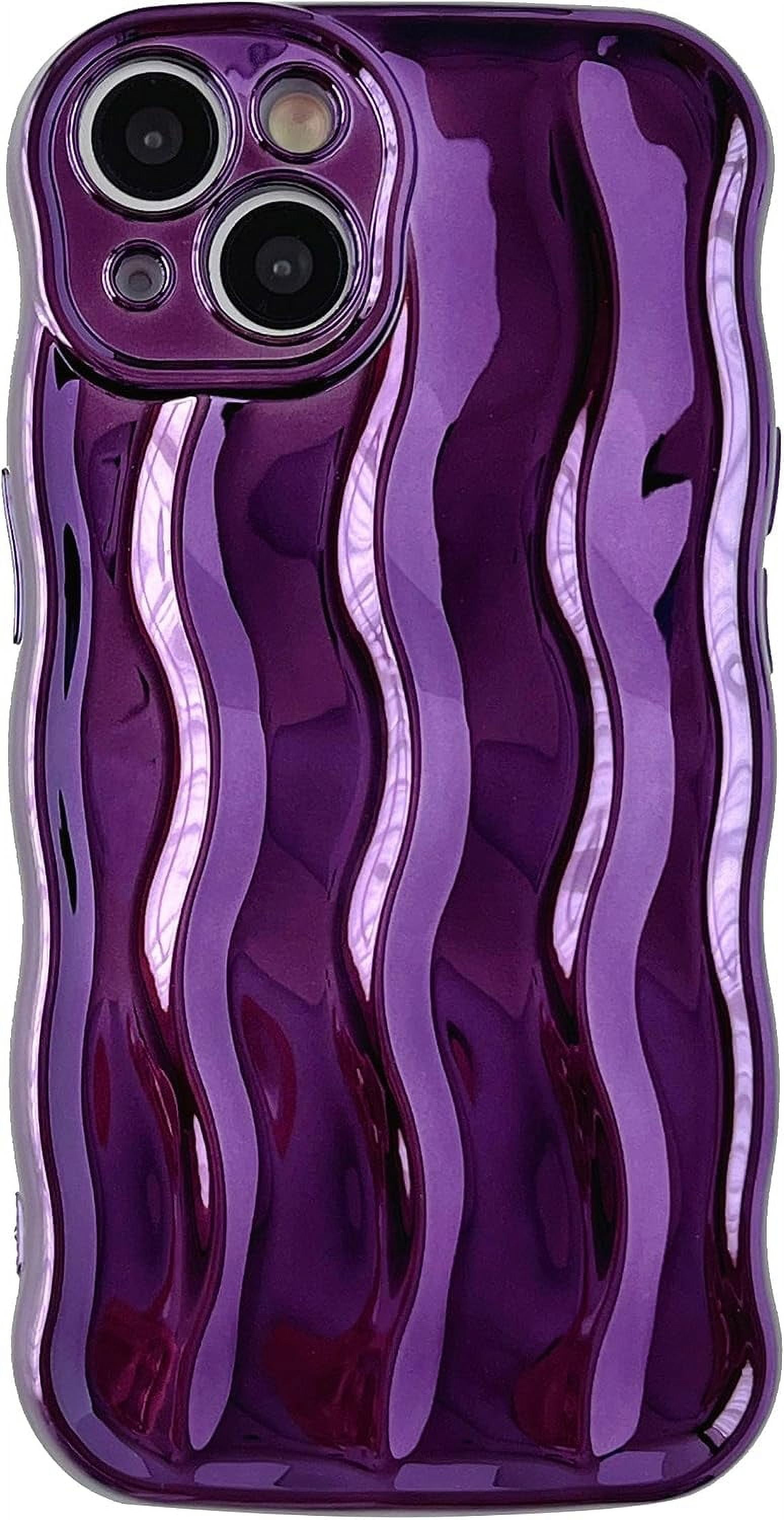 Water Ripple Pattern Curly Wave Frame Soft Compatible with iPhone Case (Light Purple,iPhone 15 ...