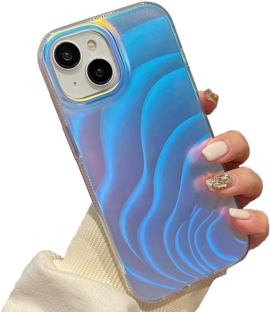 Water Ripple Shape Vortex Laser Soft for iPhone Case (Blue,iPhone 13 ...