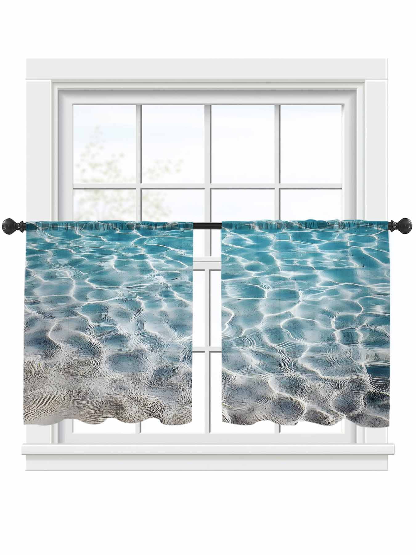 Water Ripple Sheer Curtains 54 Inch Long 2 Panels, Ocean Art Realistic ...