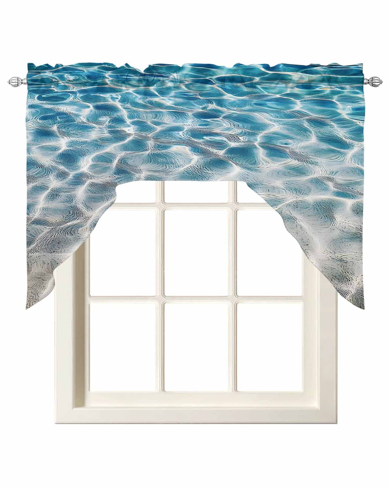 Water Ripple Swag Valance and Tier Curtains Set Summer Ocean Beach Sand ...