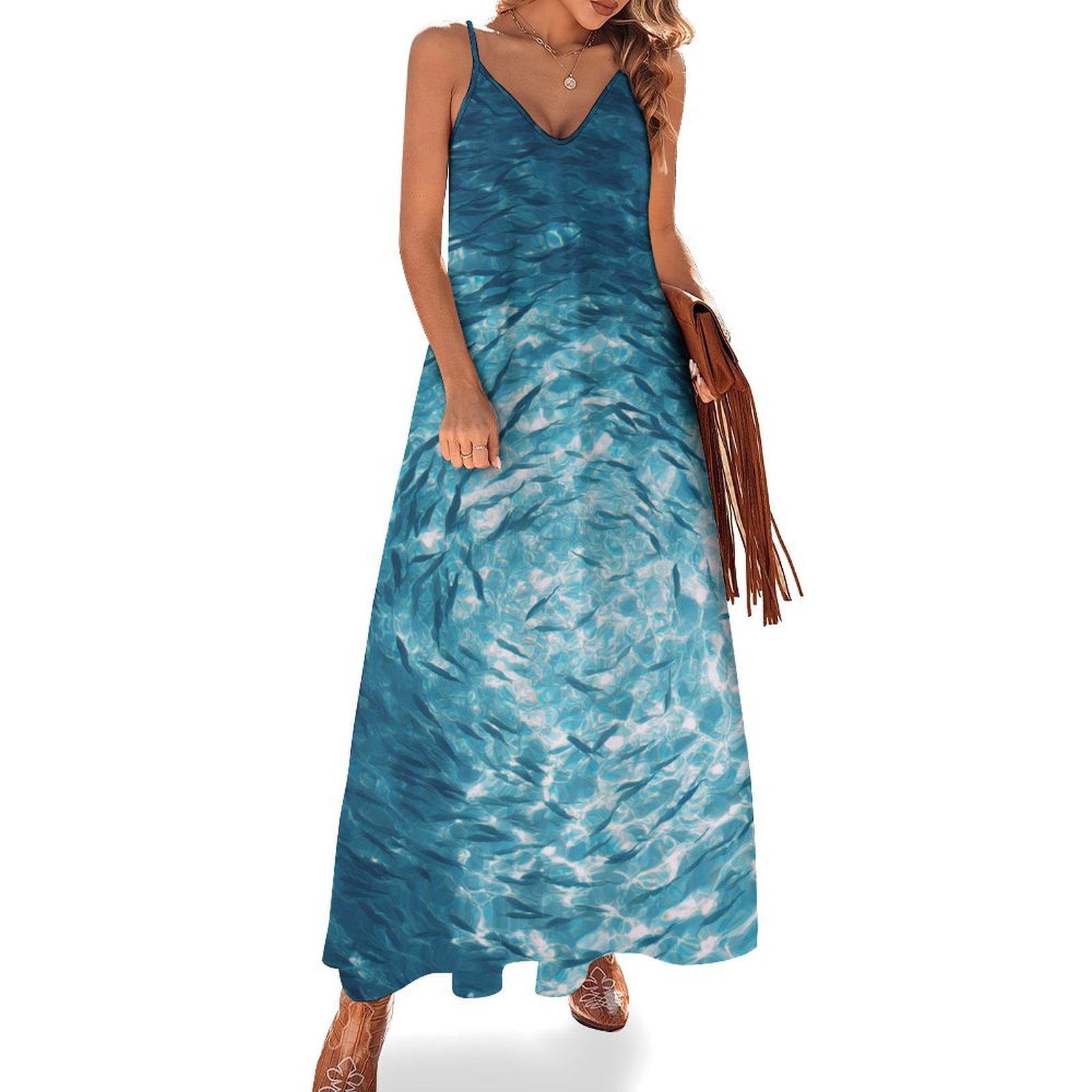 Water Ripples And Light Reflections Sleeveless Dress Women's Evening ...