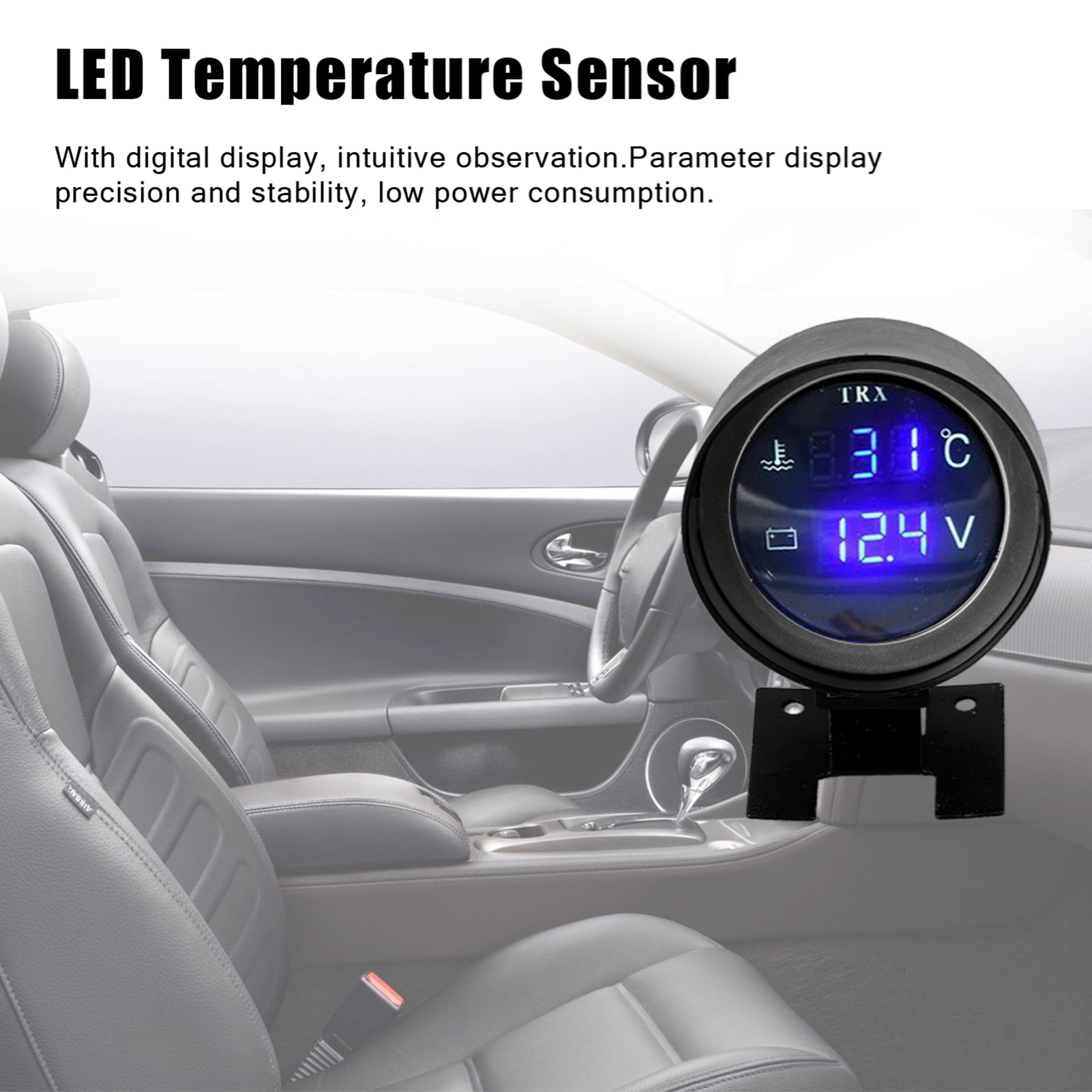 Water Round LED Digital Car Truck Water Temp Gauge 2 In 1 Water ...