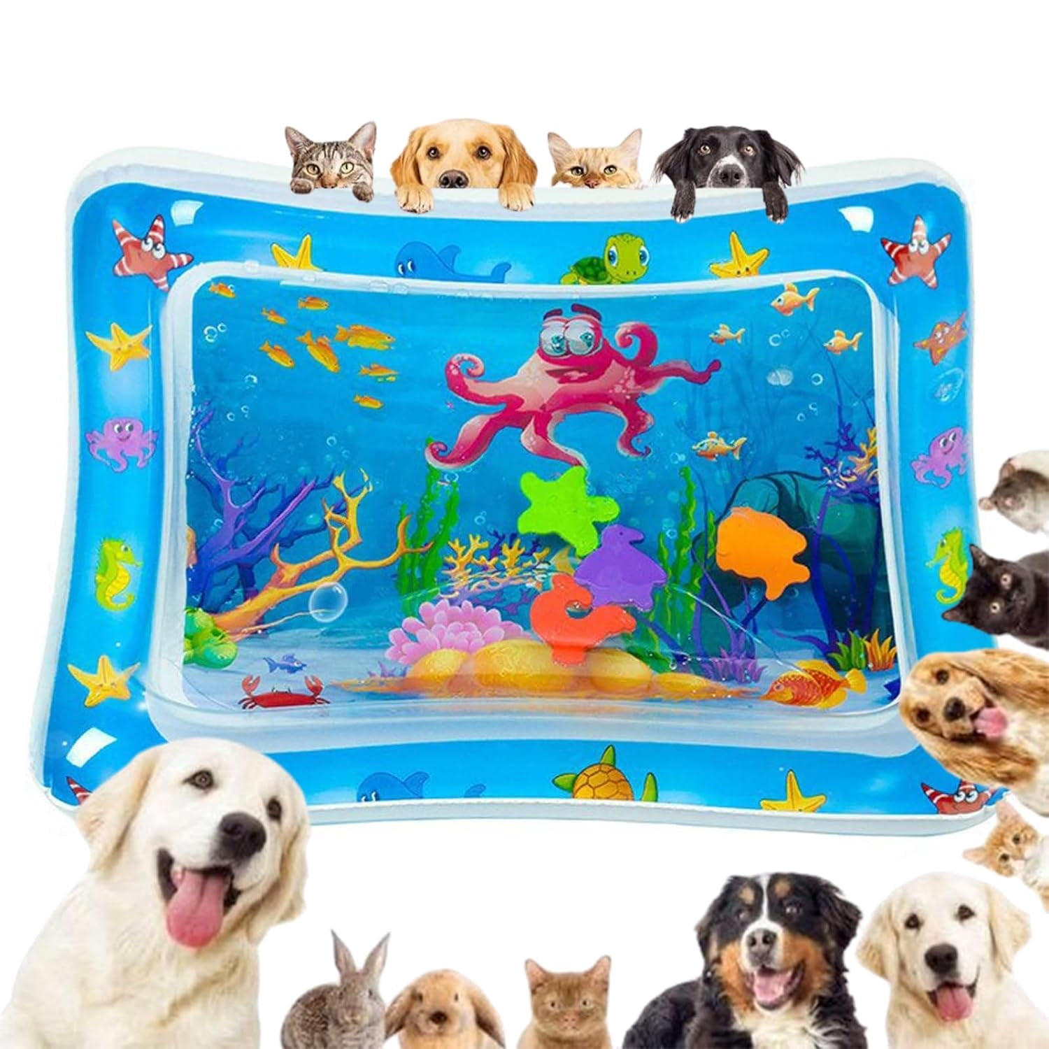 Water Sensory Mat, Pet Water Sensory Play Mat with Fish for Cats and ...