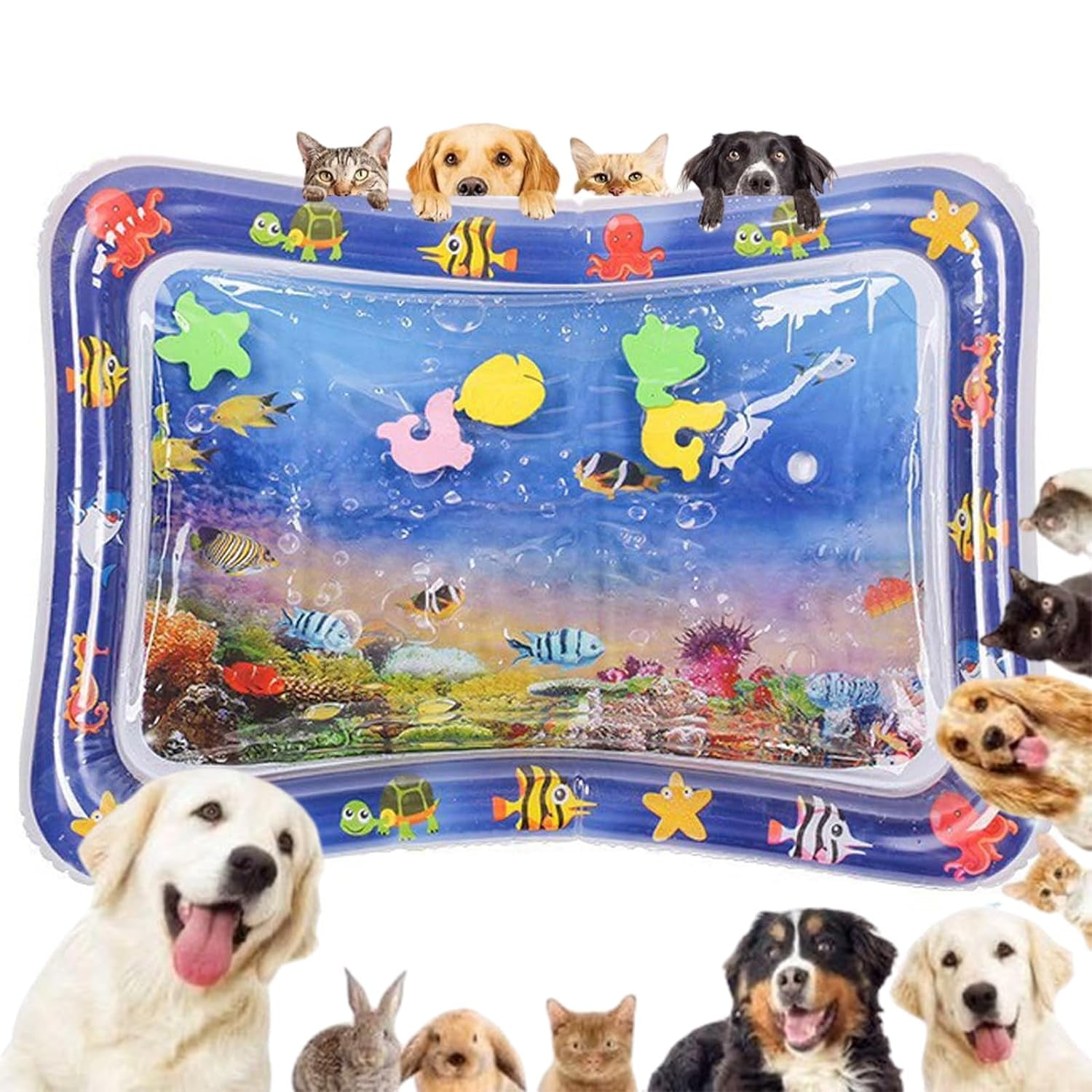 Water Sensory Mat, Pet Water Sensory Play Mat with Fish for Cats and ...