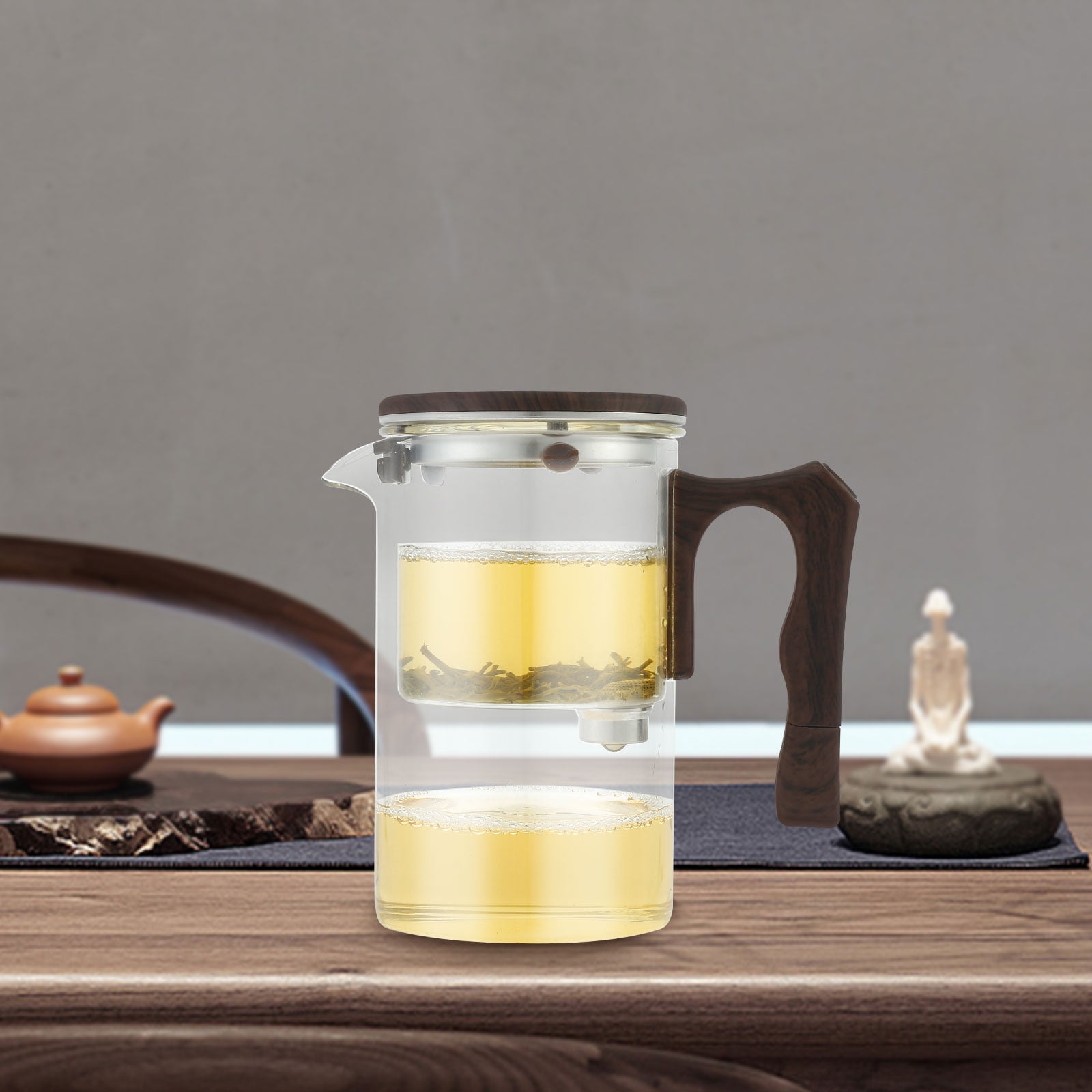 Water Separation Glass Teapot Easy to Clean Safe Press Control Teapot ...