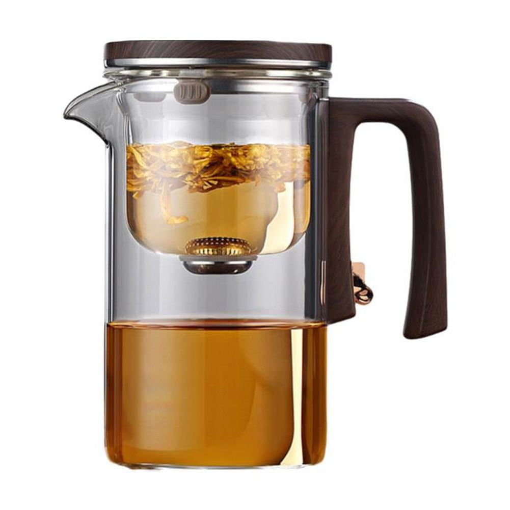 Water Separation Glass Teapot with Wooden Handle Magical Infuser New ...