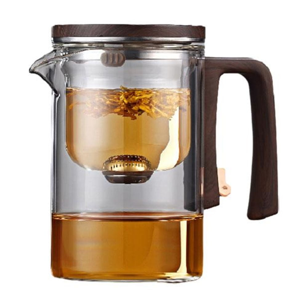Water Separation Glass Teapot with Wooden Handle, Magical Teapot with ...