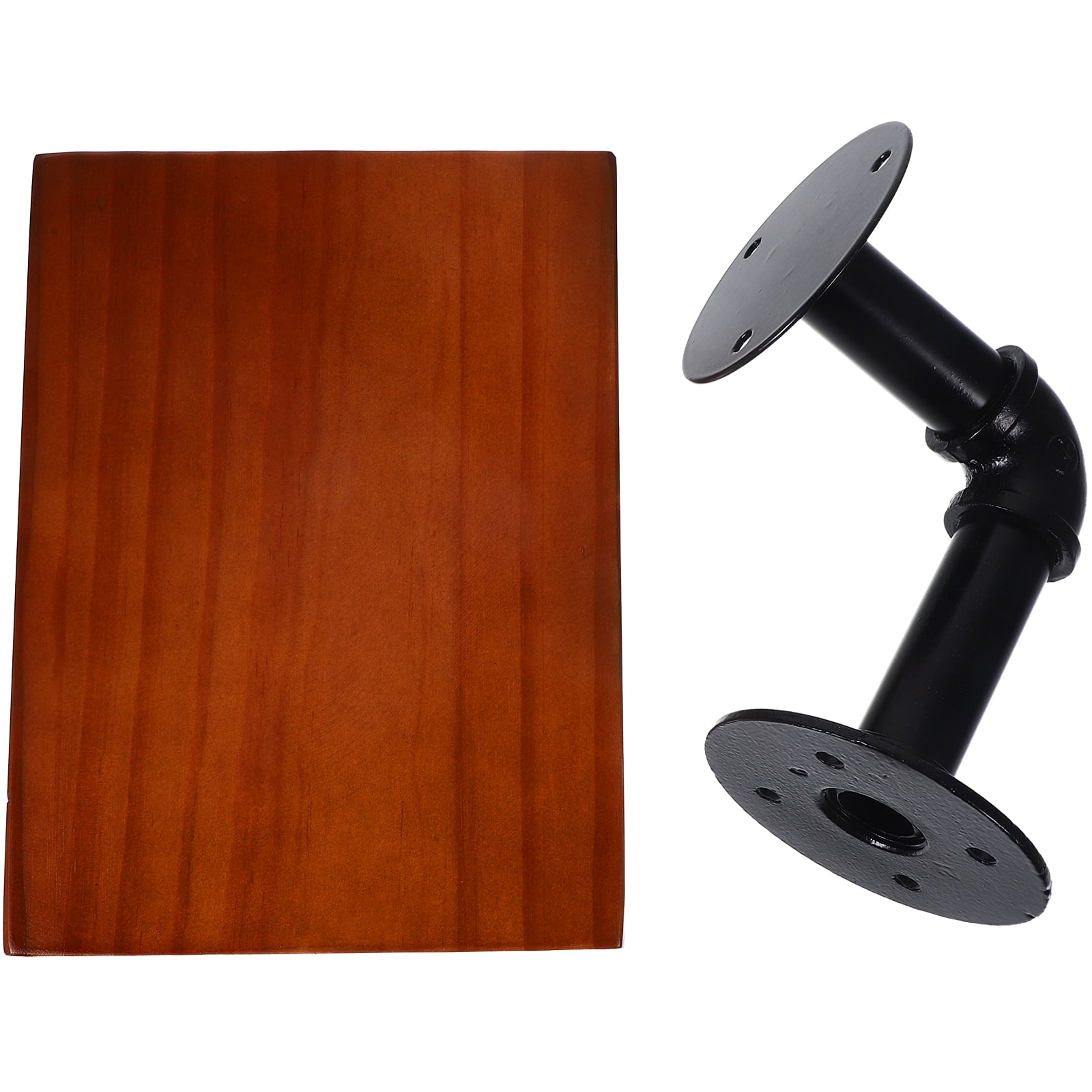 Water Shelf Wrought Iron Solid Wood Partition Retro Pipe Shelving Black ...