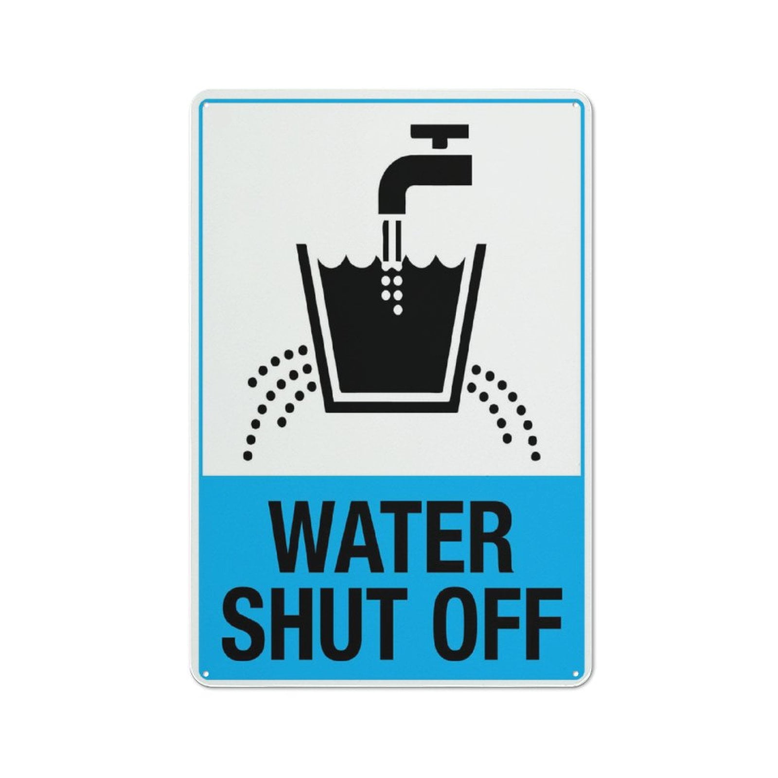 Water Shut Off Sign 12 X 8 Inches Reflective Aluminum Metal Warning ...