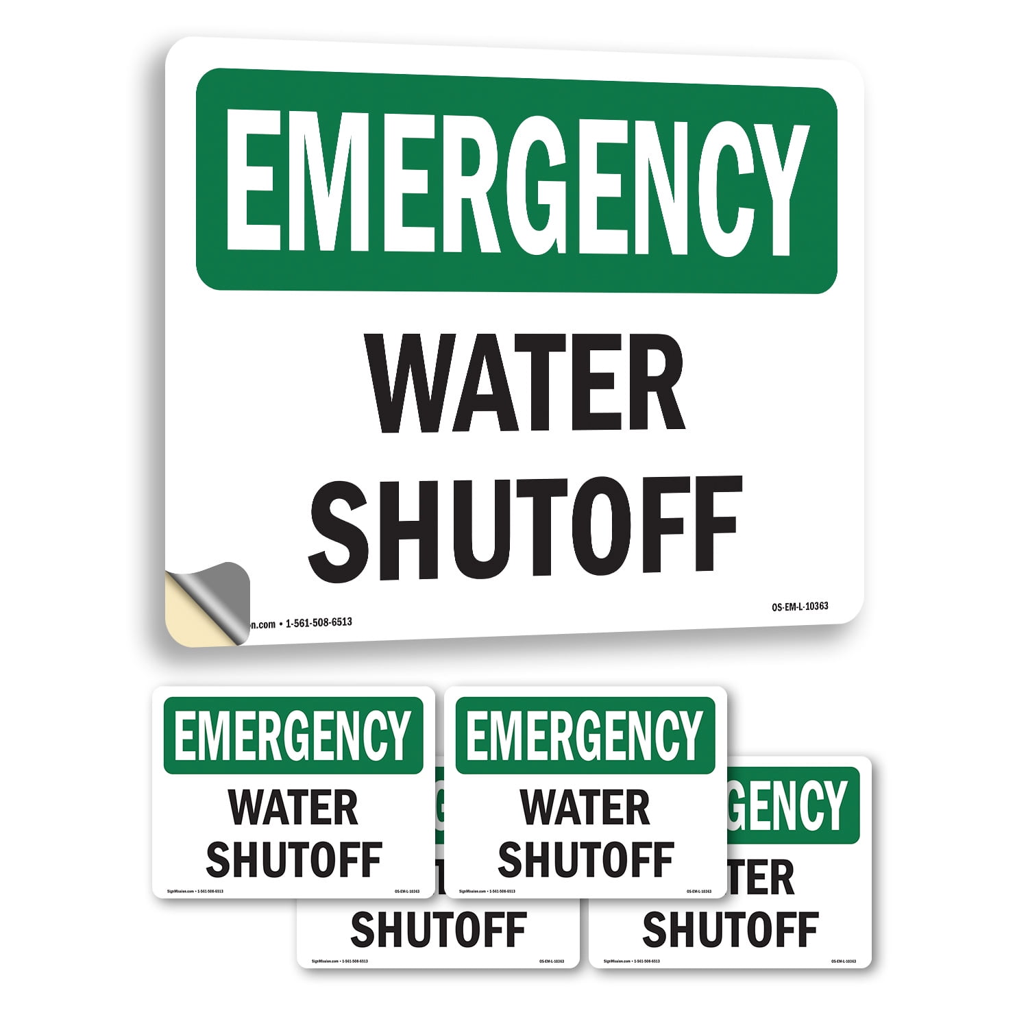 Water Shutoff OSHA Emergency Vinyl Decal Label 18 Inch x 12 Inch - 5 ...