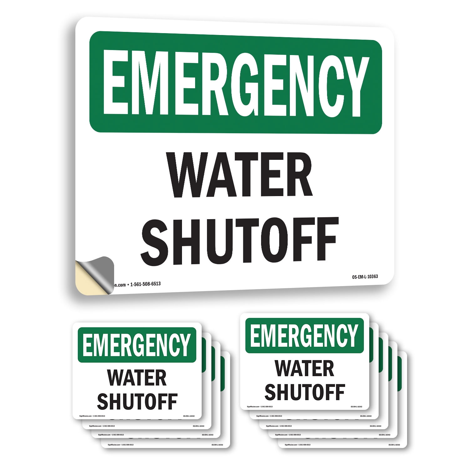 Water Shutoff OSHA Emergency Vinyl Decal Label 7 Inch x 5 Inch - 10 ...