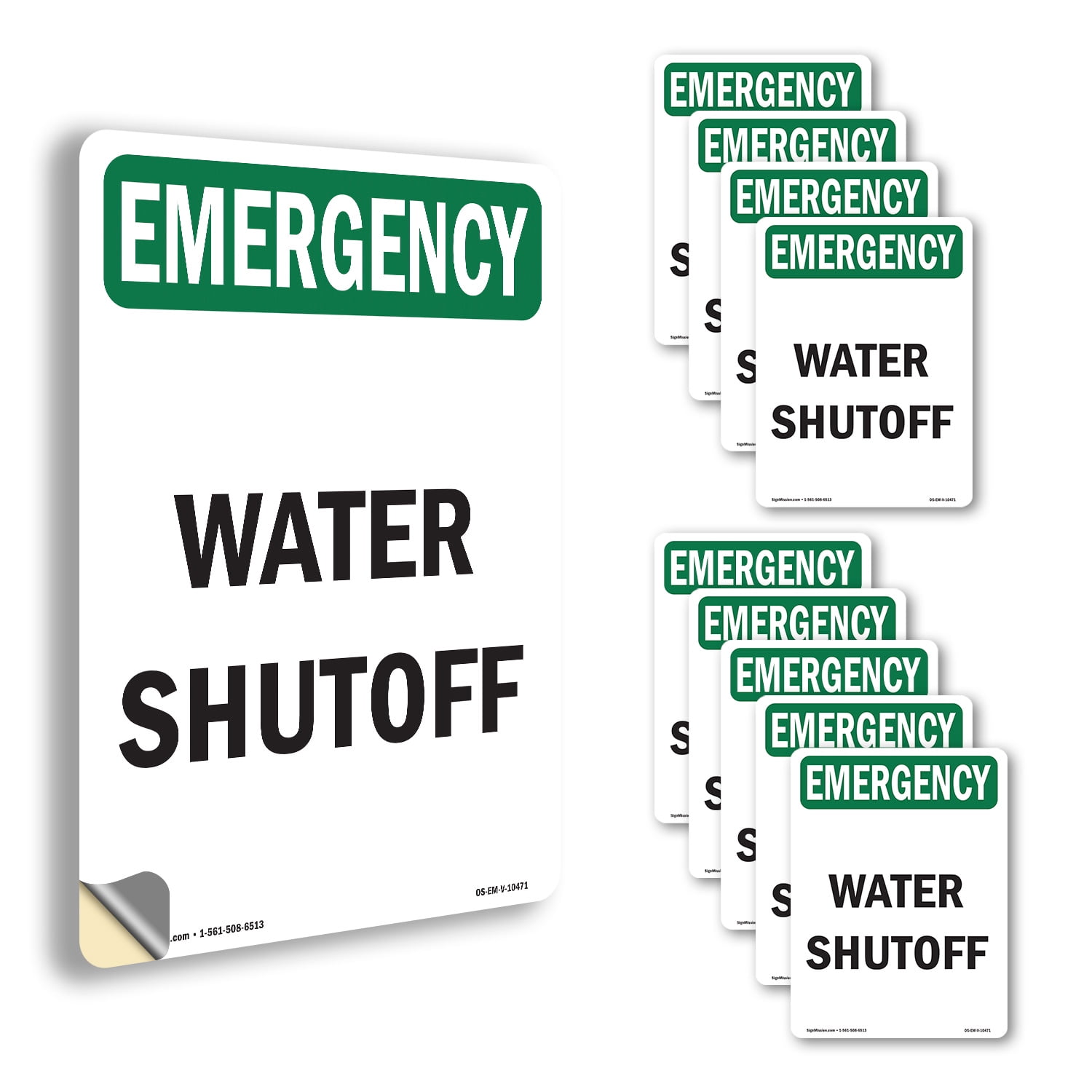 Water Shutoff OSHA Emergency Vinyl Decal Label 7 Inch x 5 Inch - 10 ...