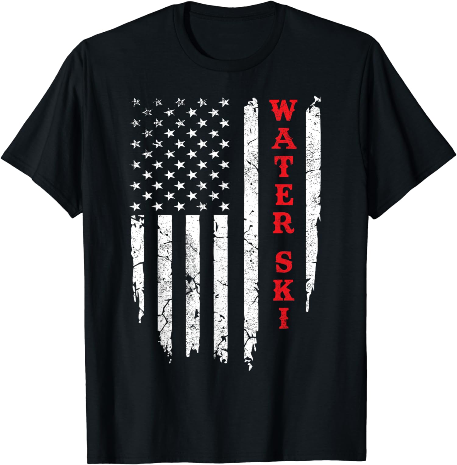 Water Ski Distressed American Flag July 4th Water Skiing T-Shirt ...