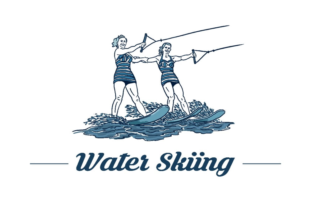 Water Skiing, Icon (16x24 Giclee Gallery Art Print, Vivid Textured Wall ...